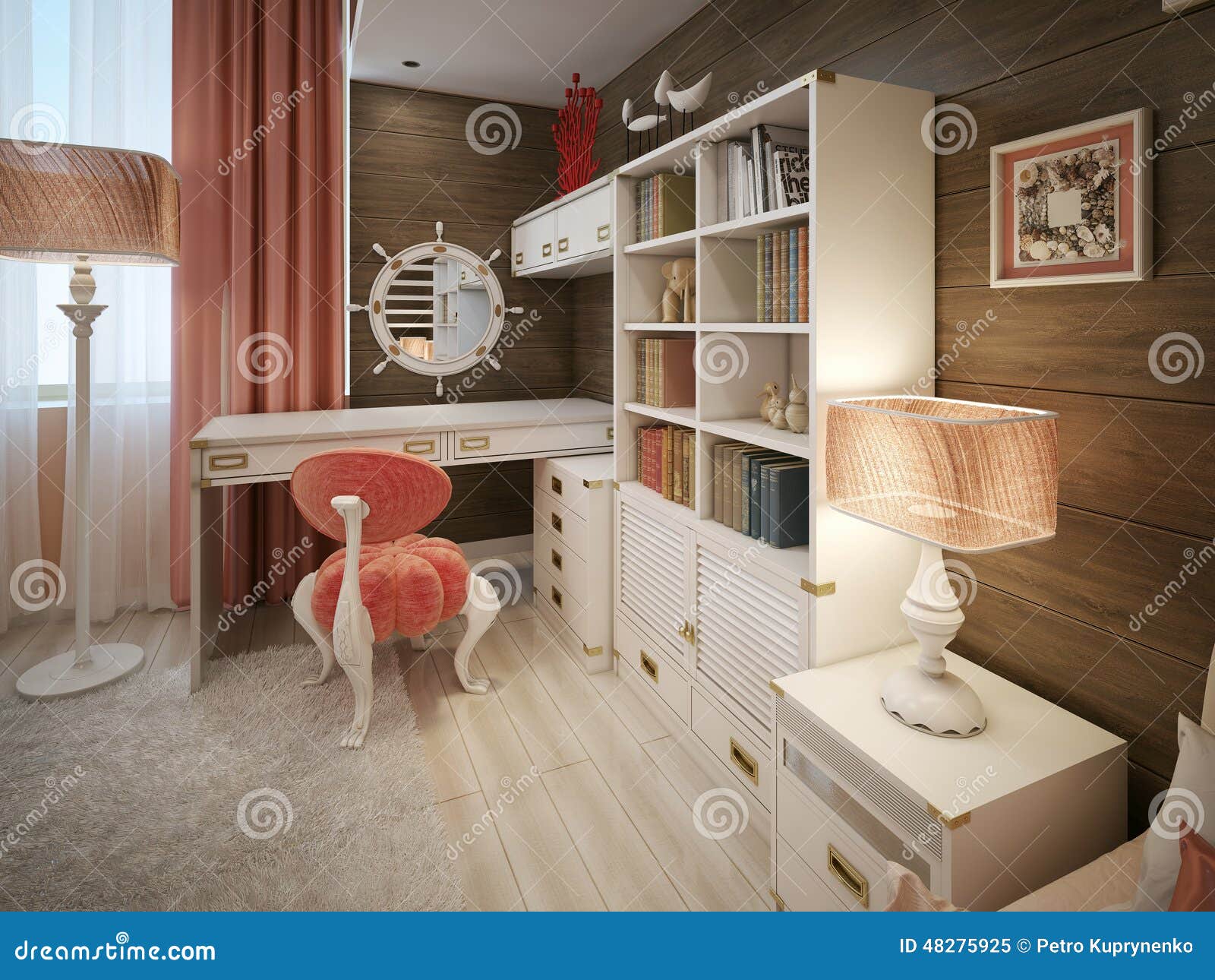 Camera Da Letto Delle Ragazze Nello Stile Classico Immagine Stock ...