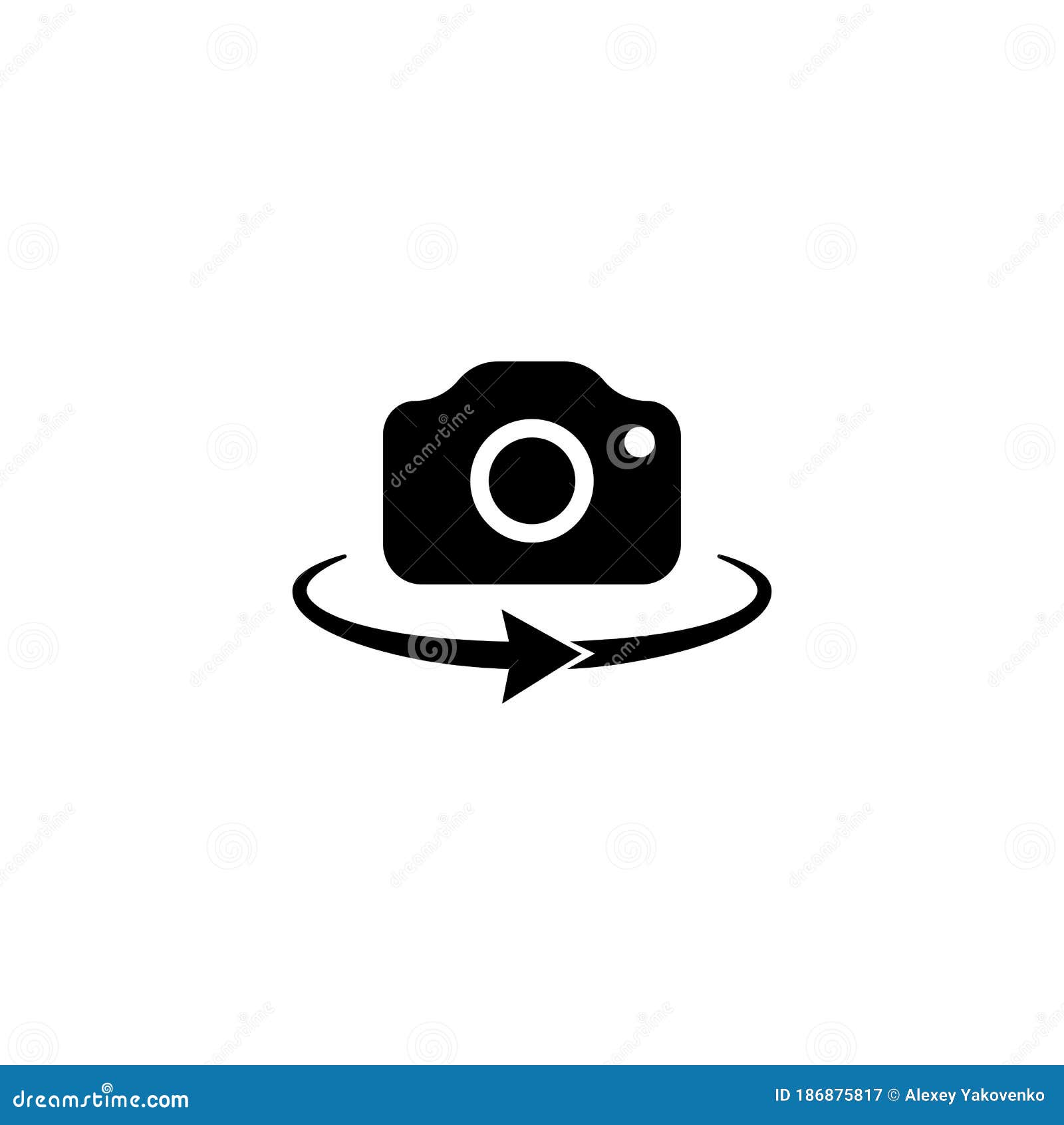 Camera 360-degree View. Panorama Camera Photo Icon on Isolated White ...