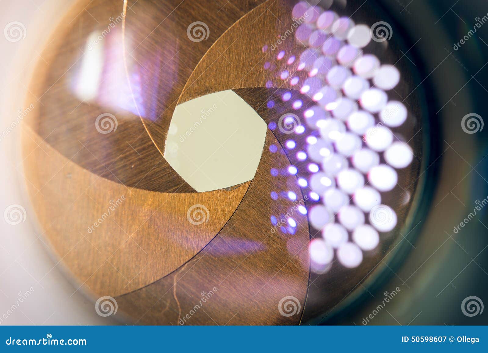 Camera Diaphragm Aperture with Flare and Reflection on Lens Stock Image ...