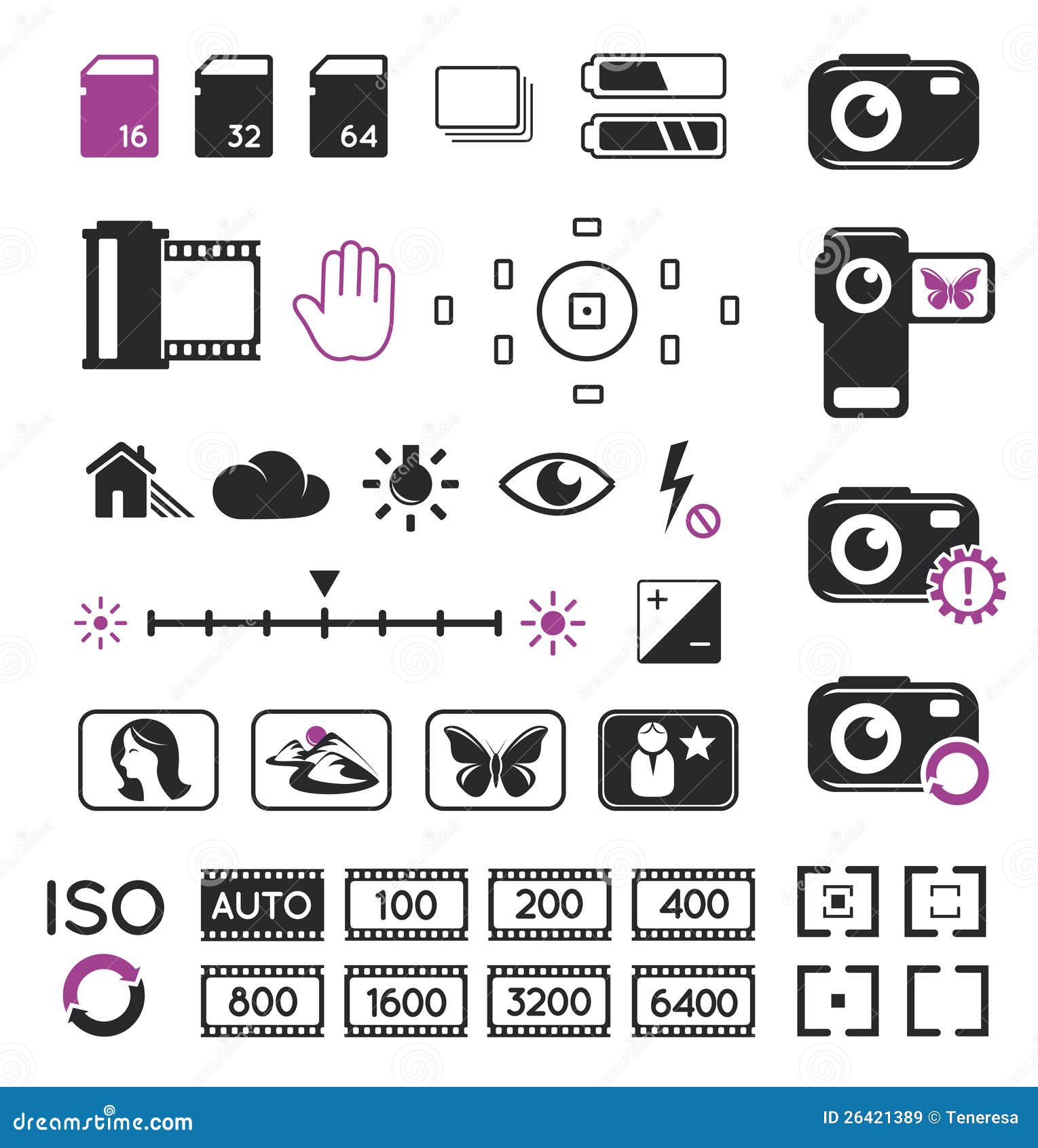 Camera Display Icons And Symbols Cartoon Vector | CartoonDealer.com ...