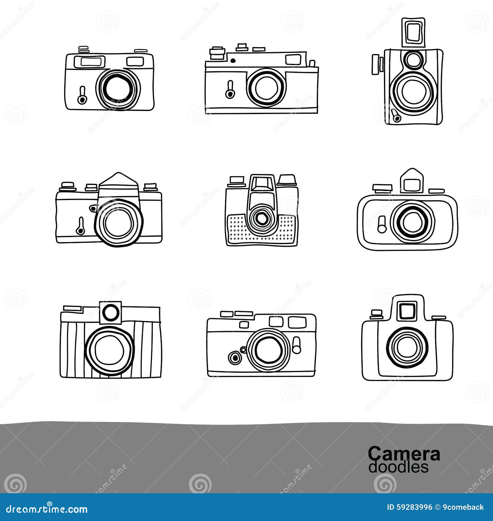 Camera doodles stock vector. Illustration of style, black - 59283996