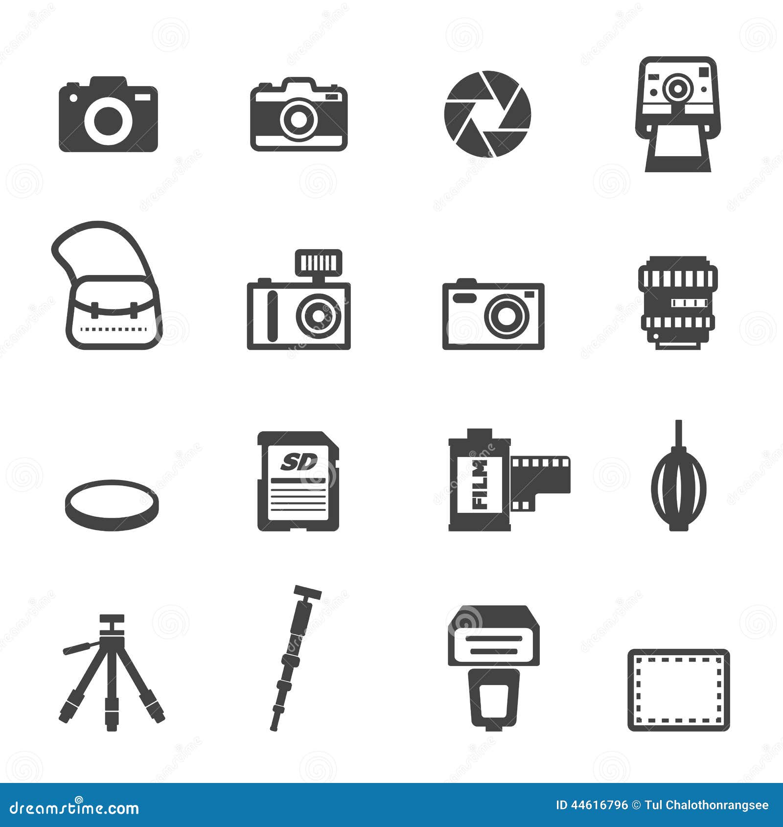 Camera and equipment icons stock illustration. Illustration of ...