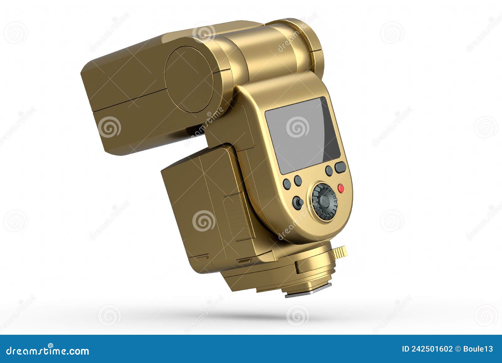 Camera External Gold Flash Speedlight Isolated on White Background ...