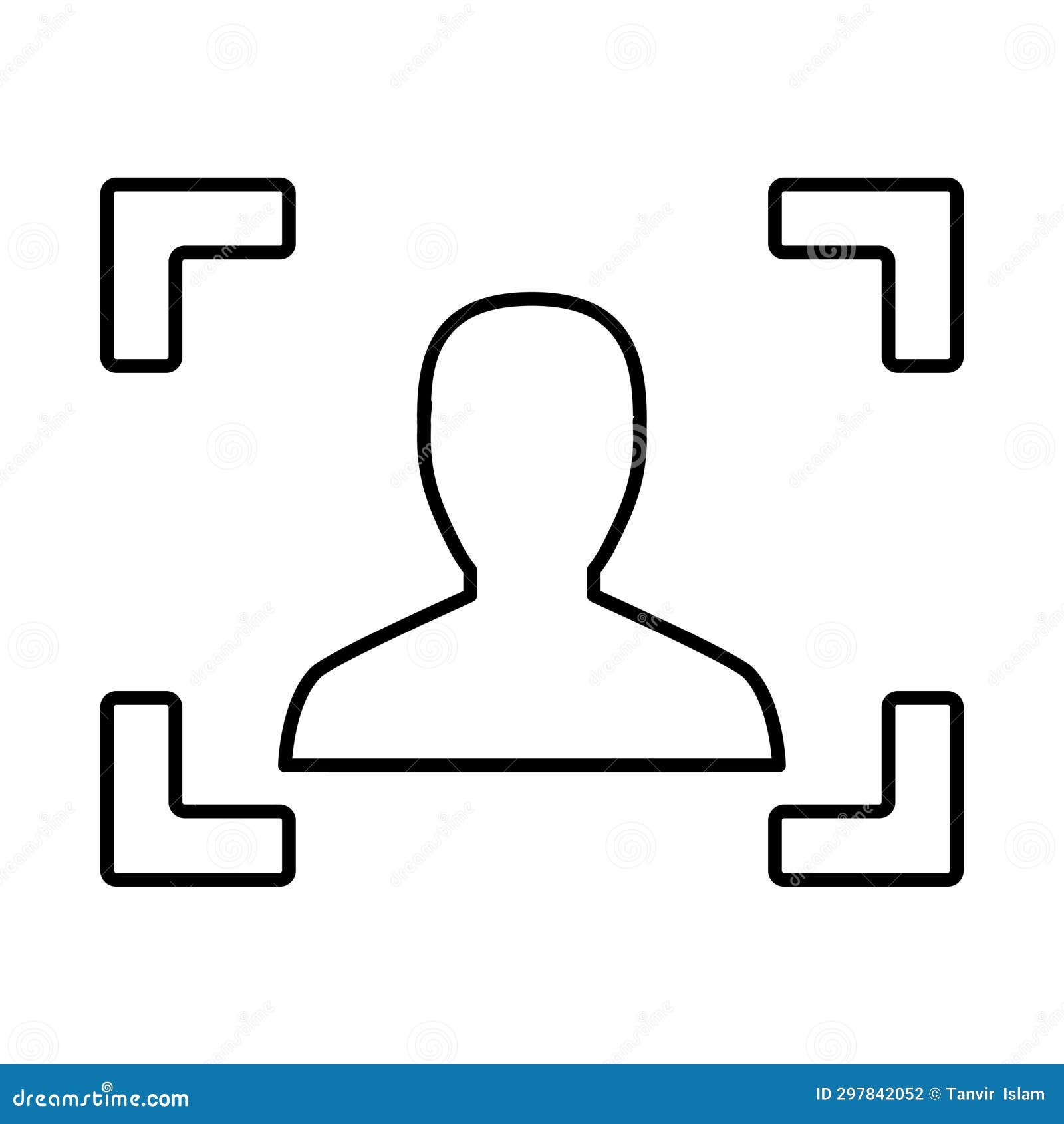 Camera Face Detection Icon in Outline Style Stock Vector - Illustration ...