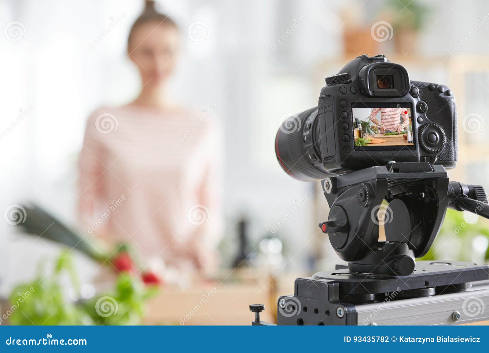 Camera filming a cook stock photo. Image of cozy, salad - 93435782