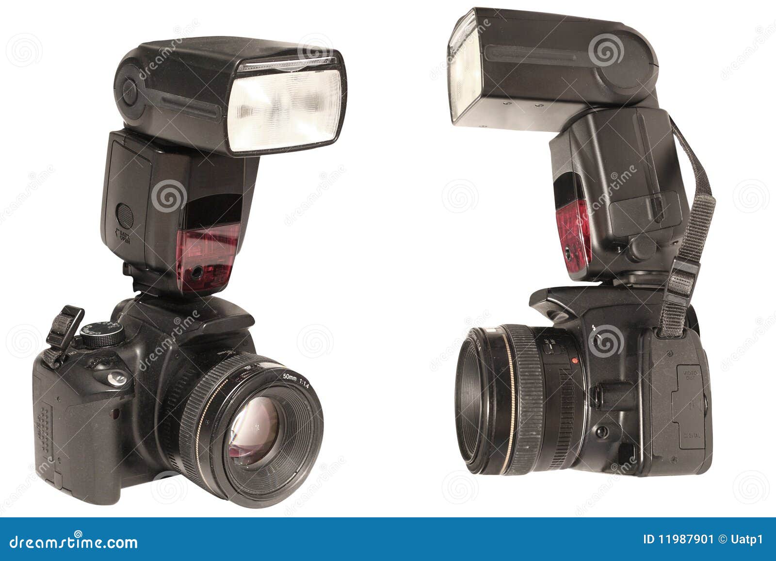 Camera with flash stock image. Image of light, digital - 11987901
