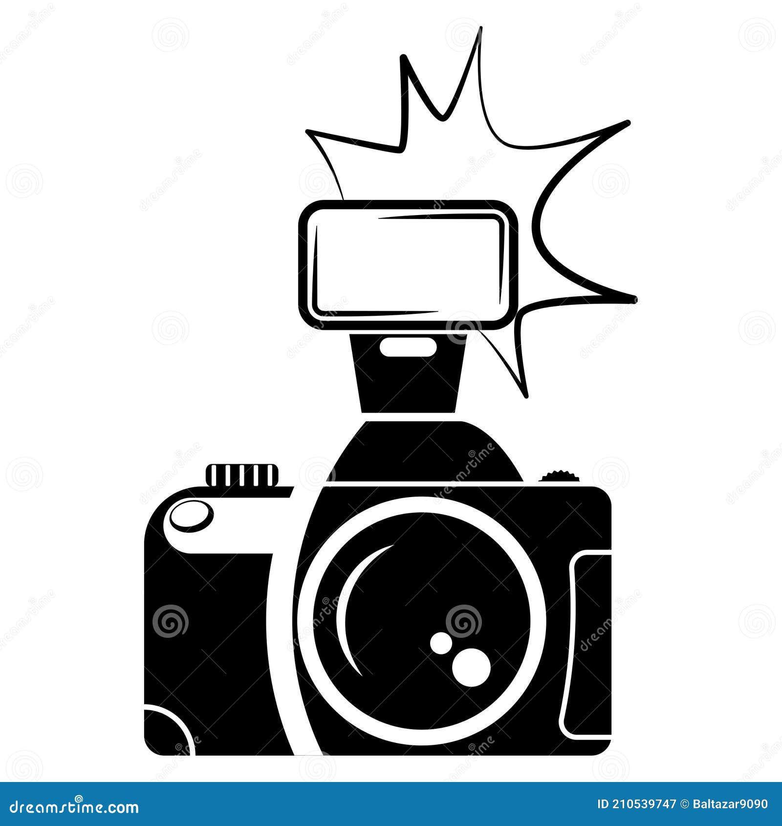Camera with Flash Black Icon Stock Illustration - Illustration of icon ...