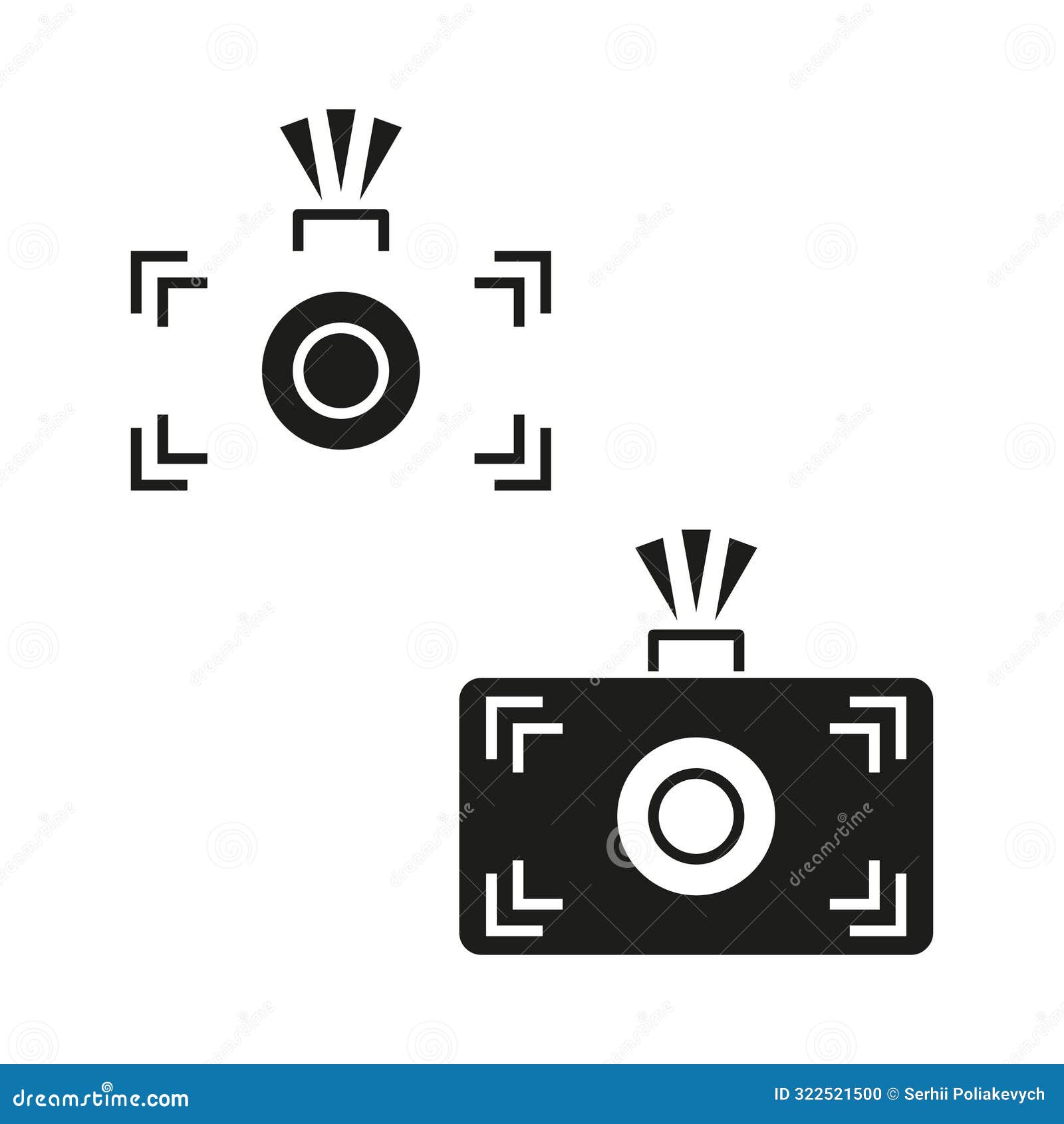 Camera Flash Icon. Simple Camera Symbol. Black and White Design. Vector ...