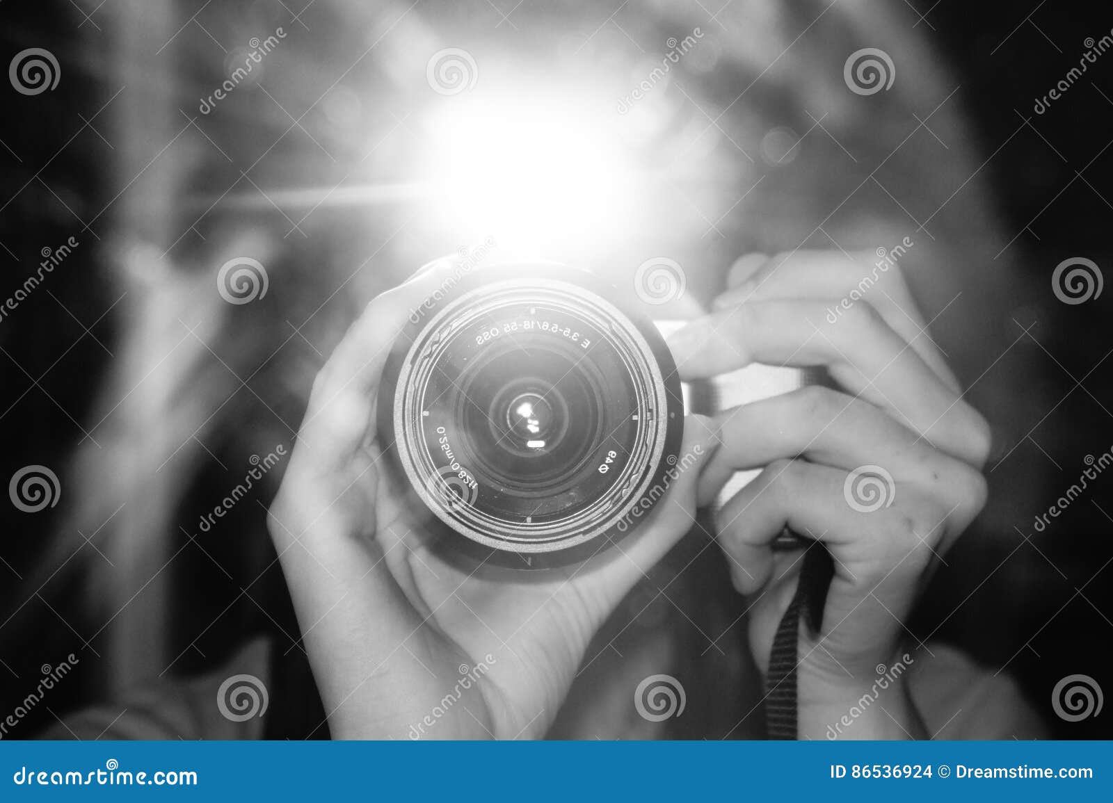 Camera Flash stock photo. Image of flash, hands, black - 86536924