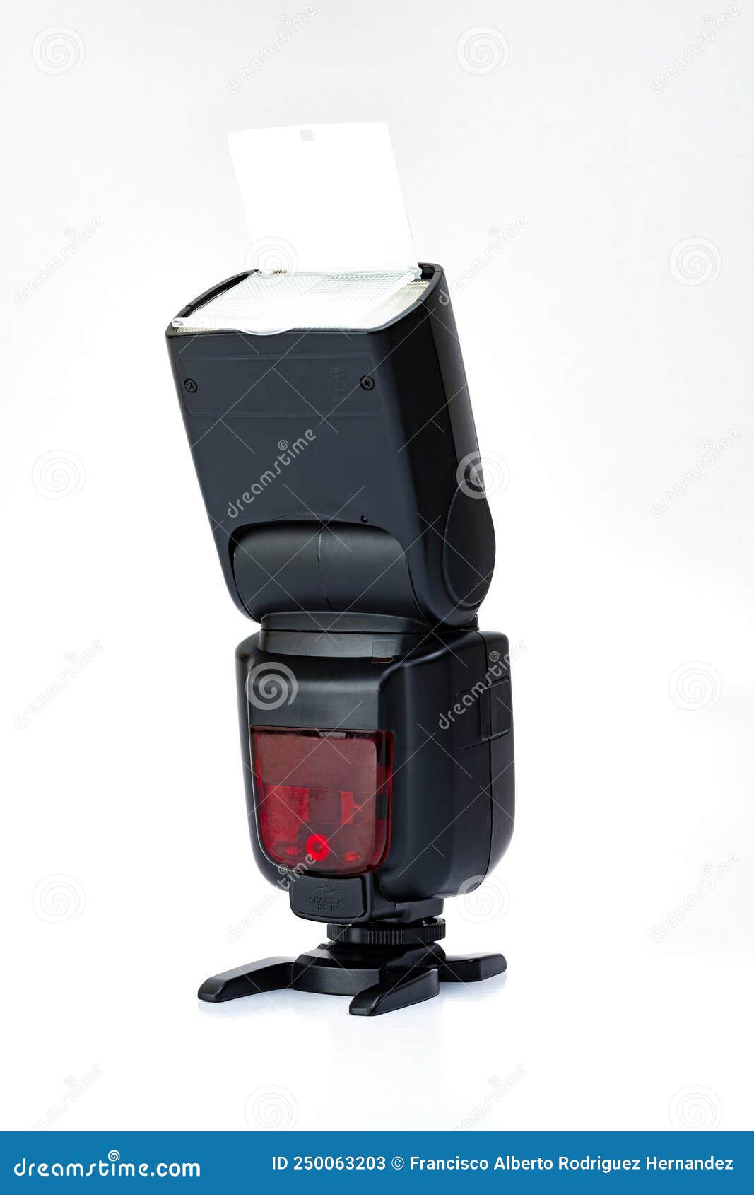 Camera Flash Speedlight Isolated on White Background Front View Stock ...