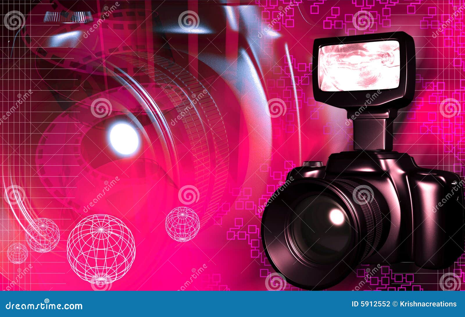 Camera with flashlight stock illustration. Illustration of angle - 5912552