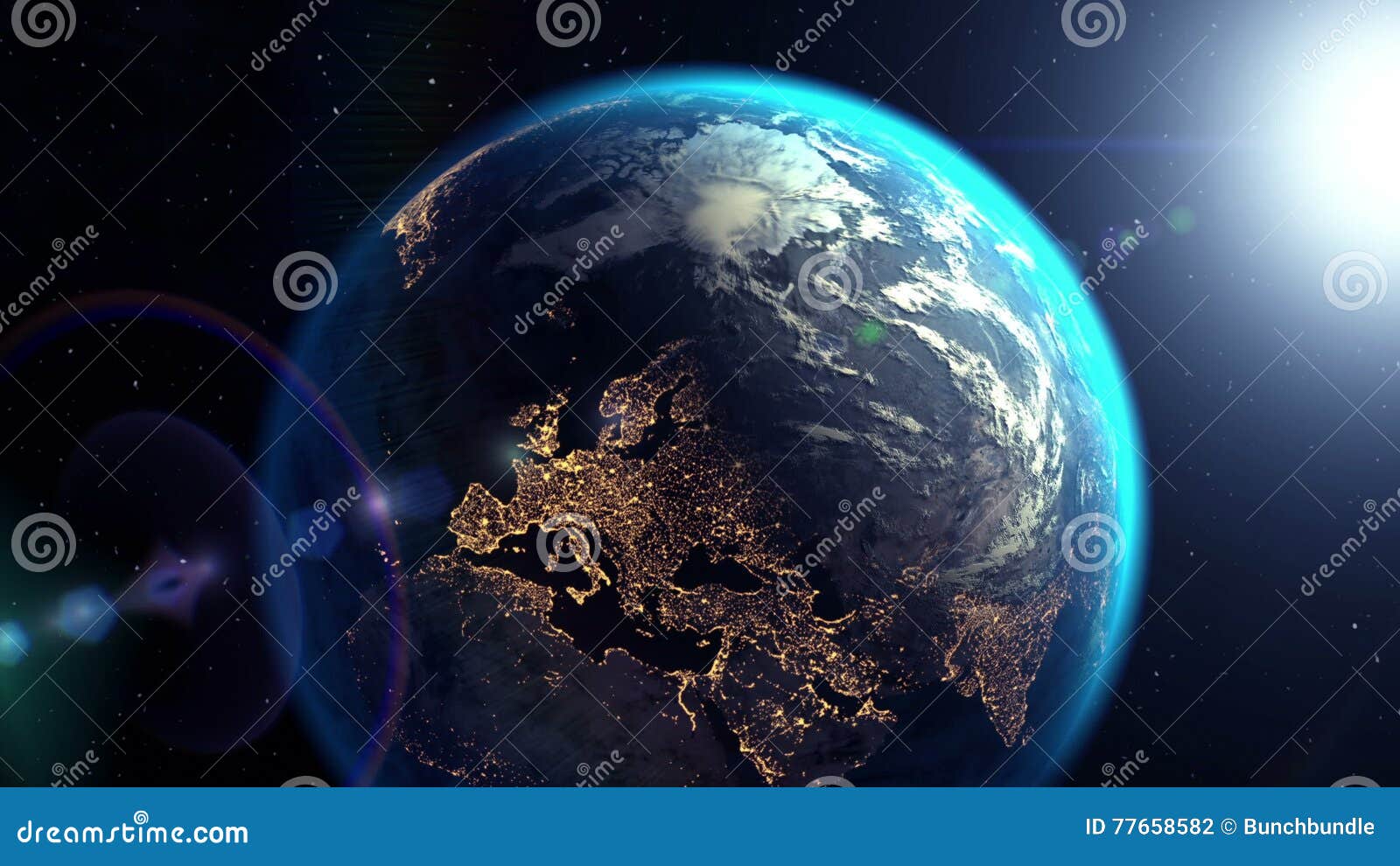 Camera Flies Out of Sci-fi Tunnel To the Earth, 3D Animation. Stock ...