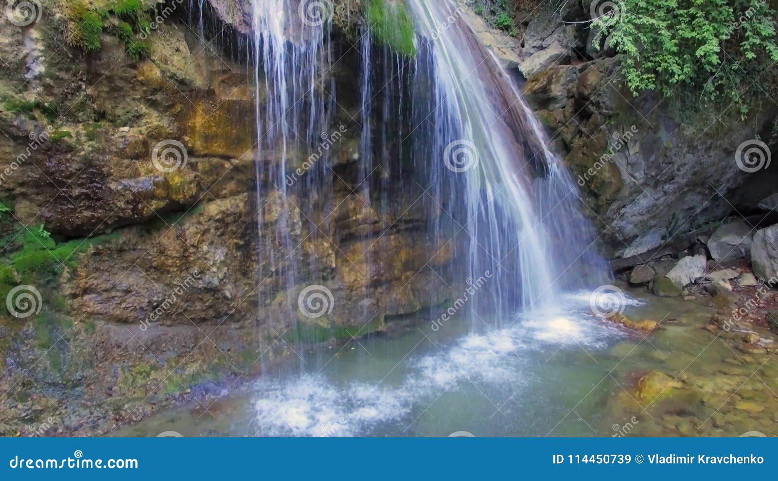 The Camera Flies by the Waterfall. Bird`s Eye View. Stock Video - Video ...