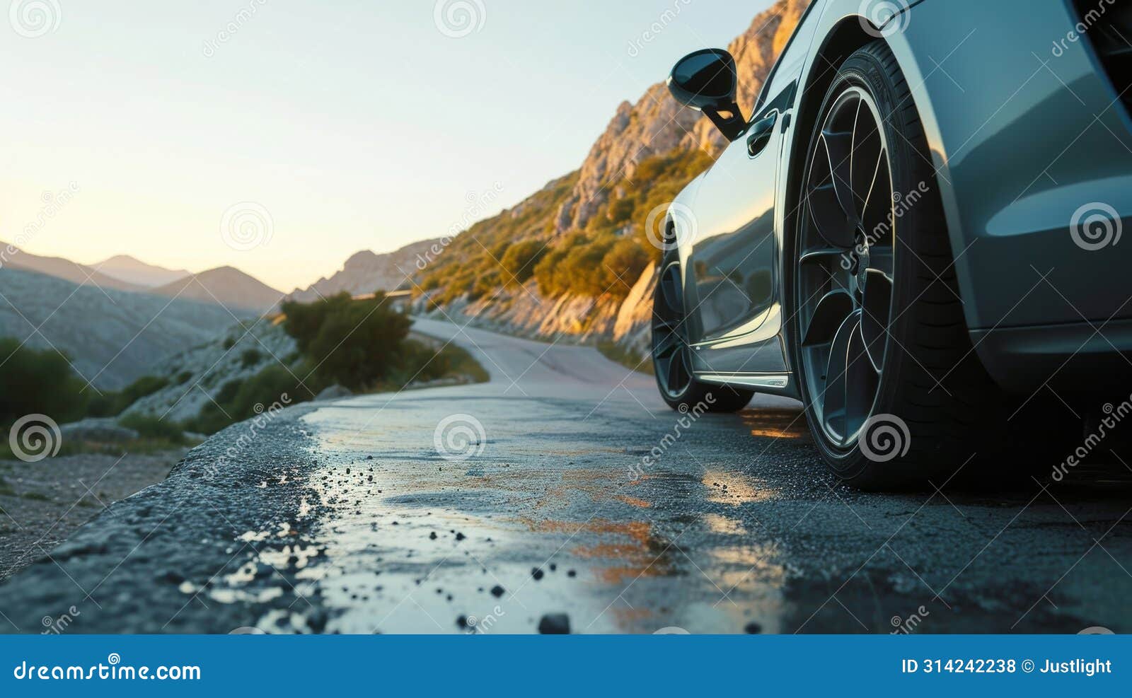The Camera Focused on the Road Surface As the Tires of a Car Make Sharp ...