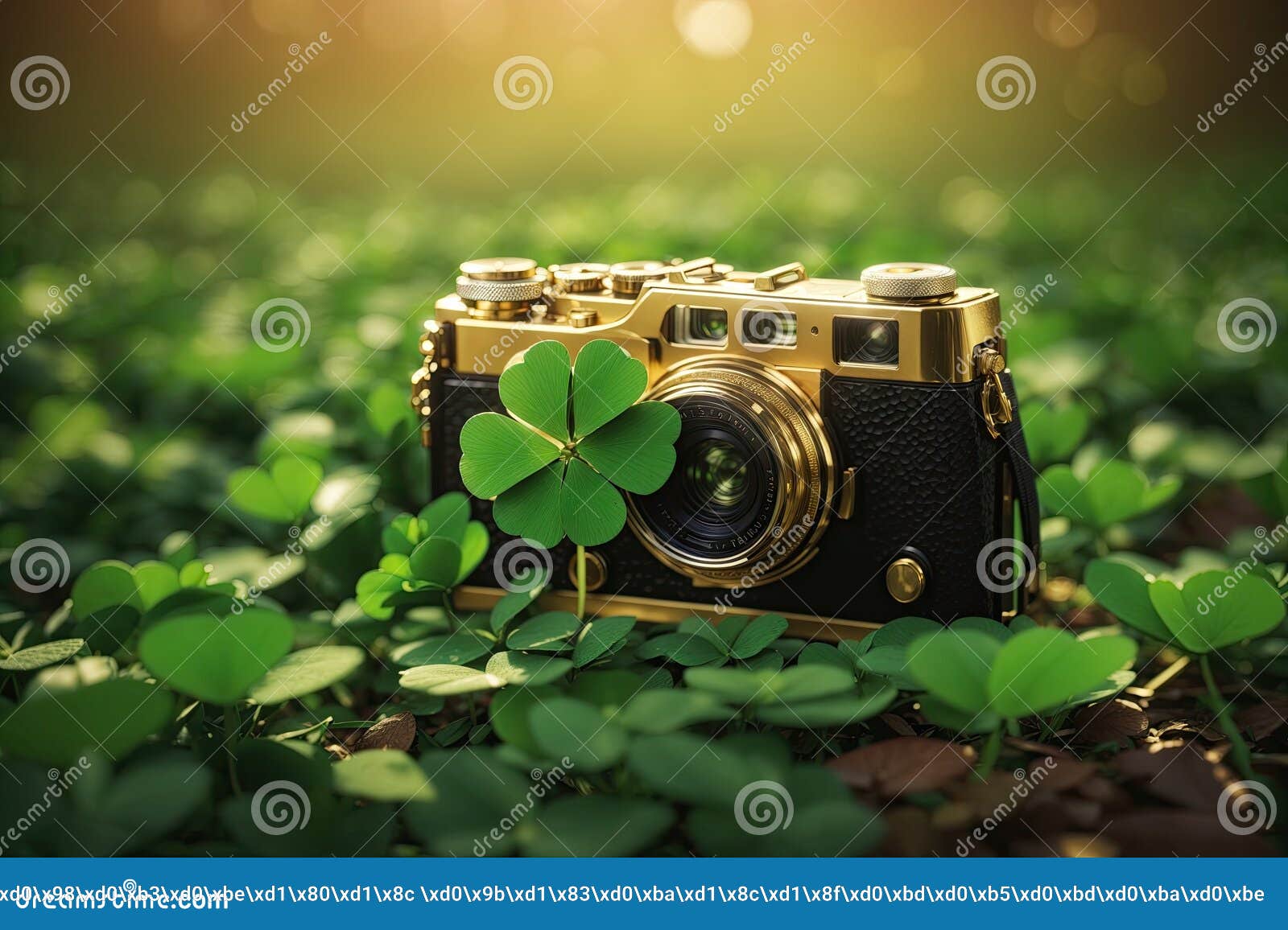 Camera with Four Leaf Clovers. Ai Generative Stock Illustration ...