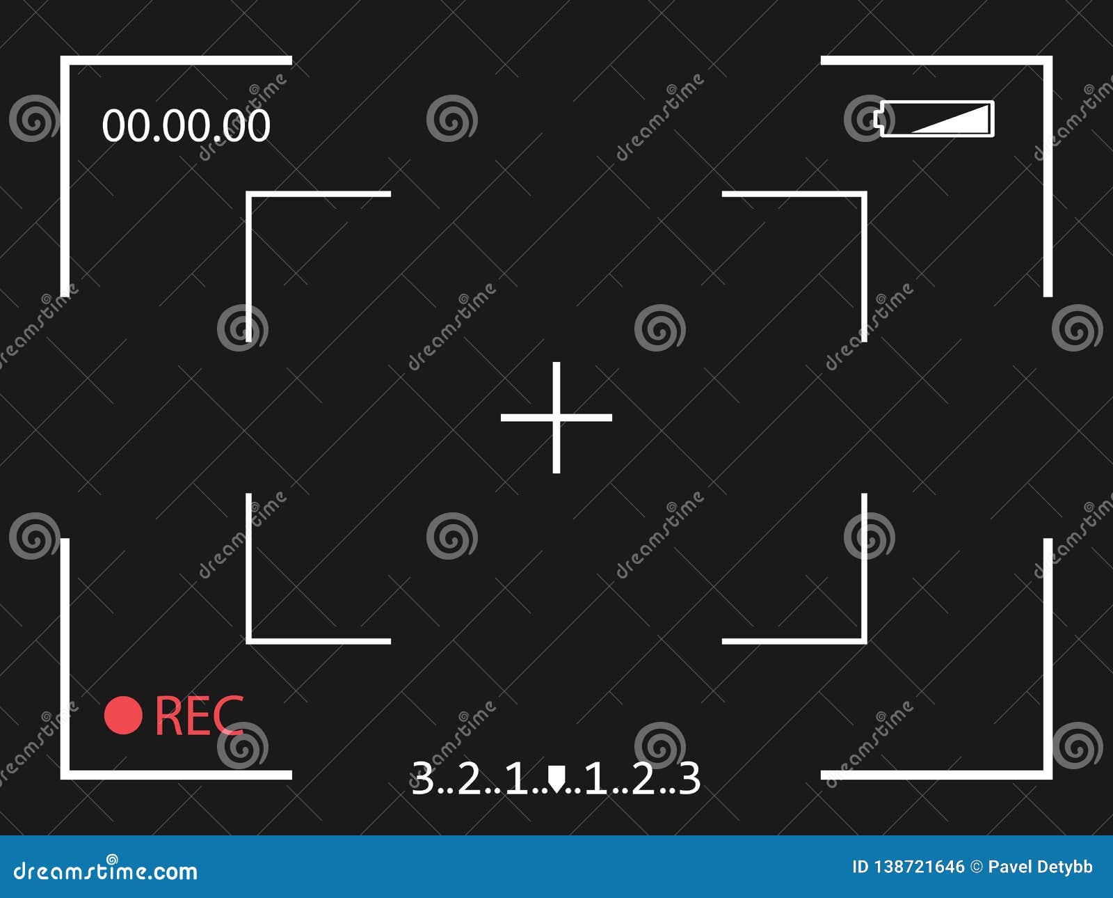 Camera Frame Viewfinder Screen on Black Background. Vector Illustration ...