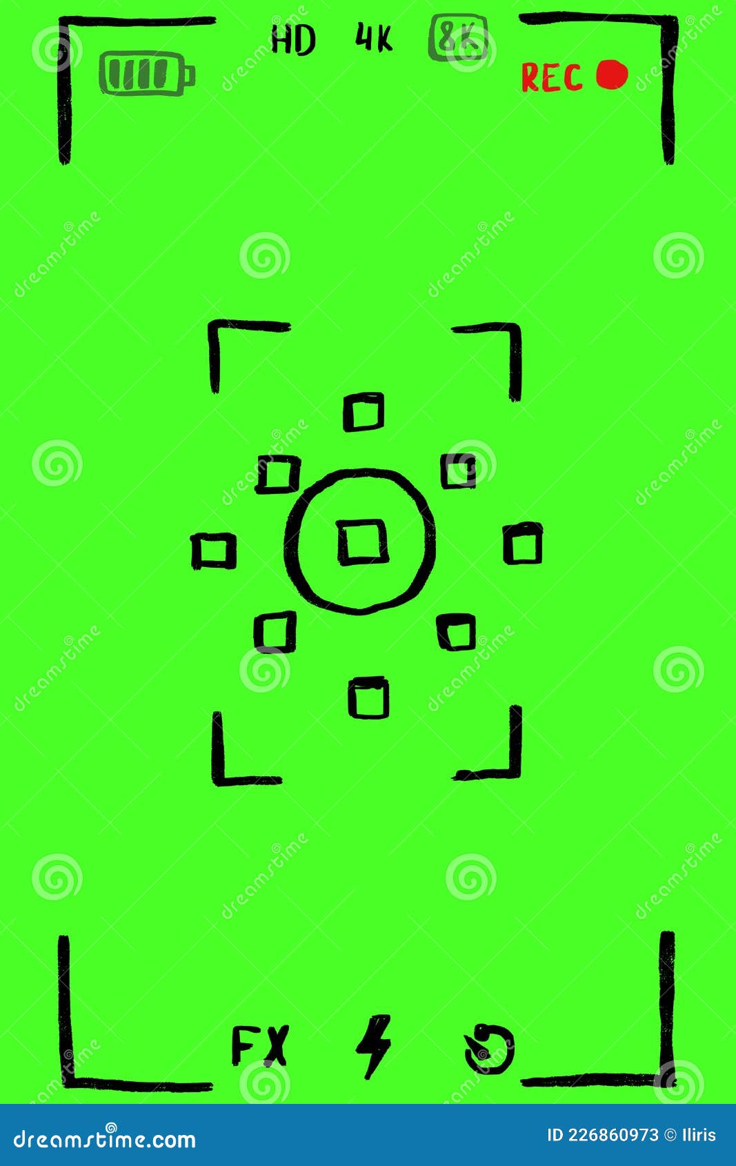 Camera Frame Viewfinder Screen Doodle Mockup. Simple Hand Drawn Video ...