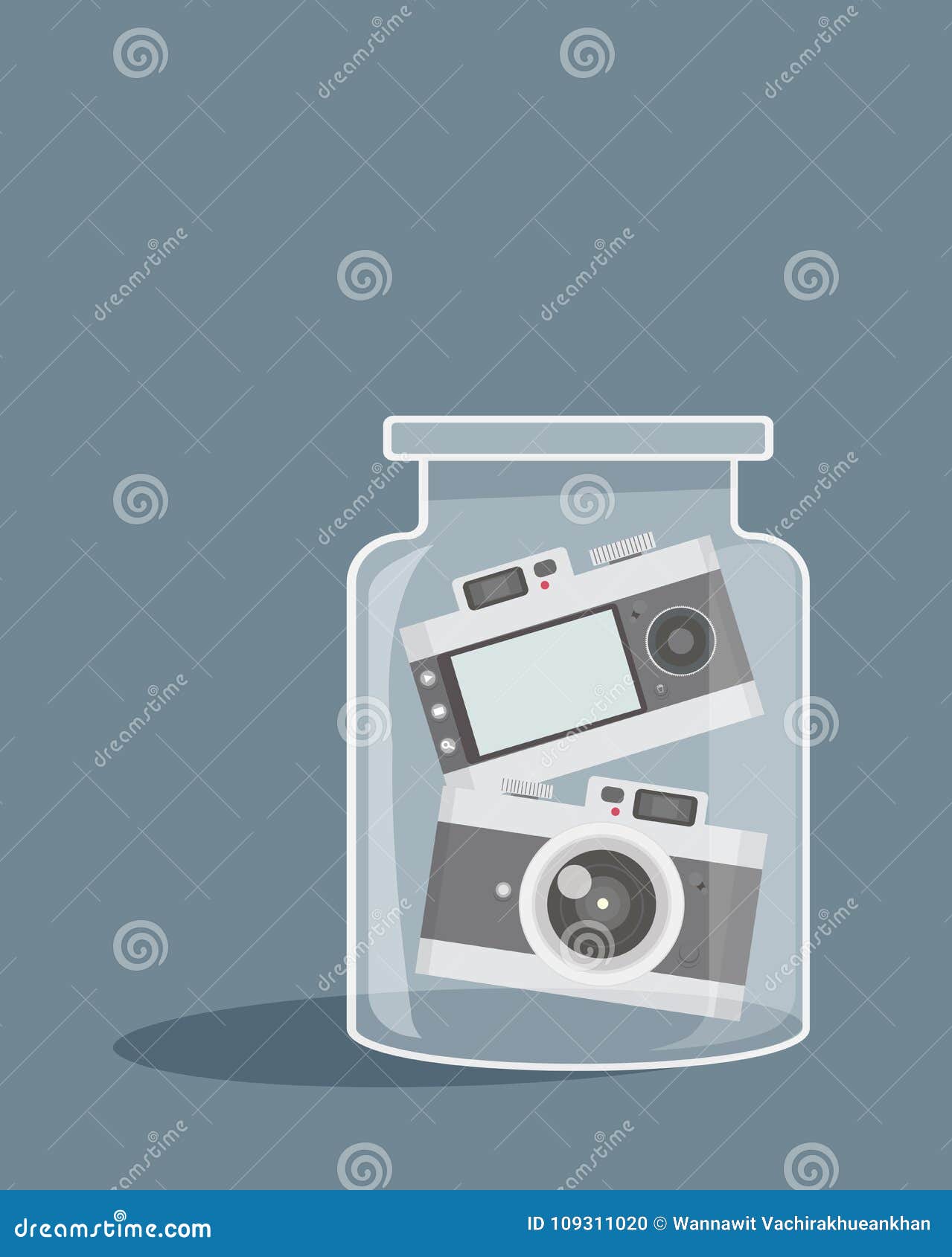 Camera Front View and Back in Jar Stock Vector - Illustration of lens ...