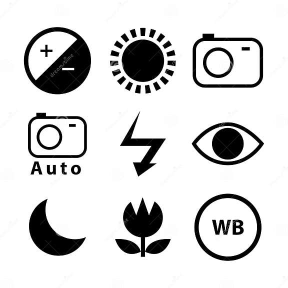 Camera Function Icon Set Vector Template. Icon Sign Element Stock ...