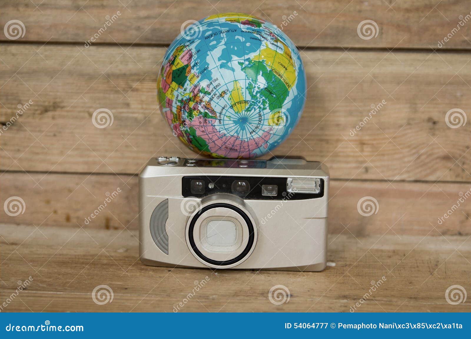 Camera and Globe stock image. Image of lense, traveling - 54064777