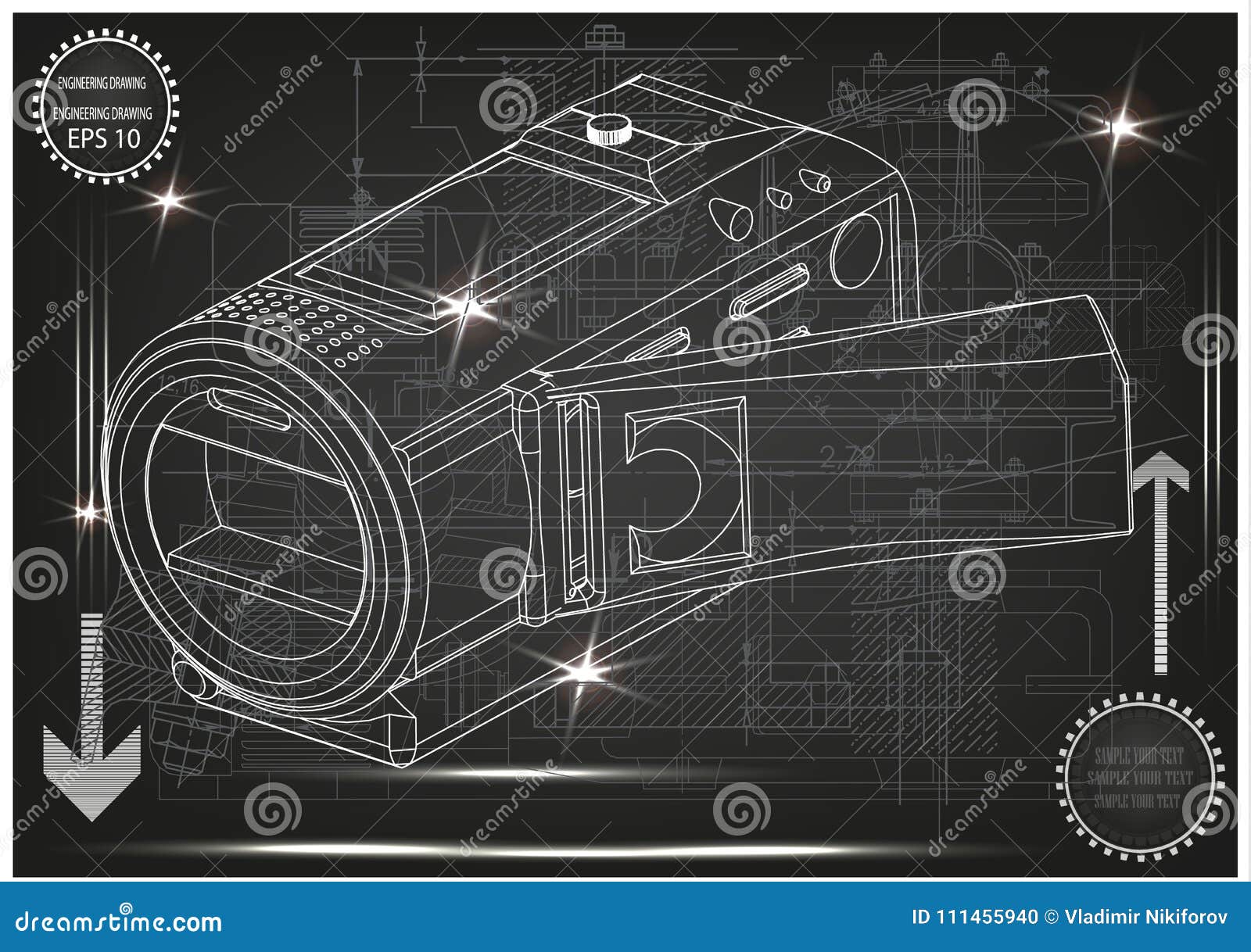 Camera on gray stock vector. Illustration of creative - 111455940