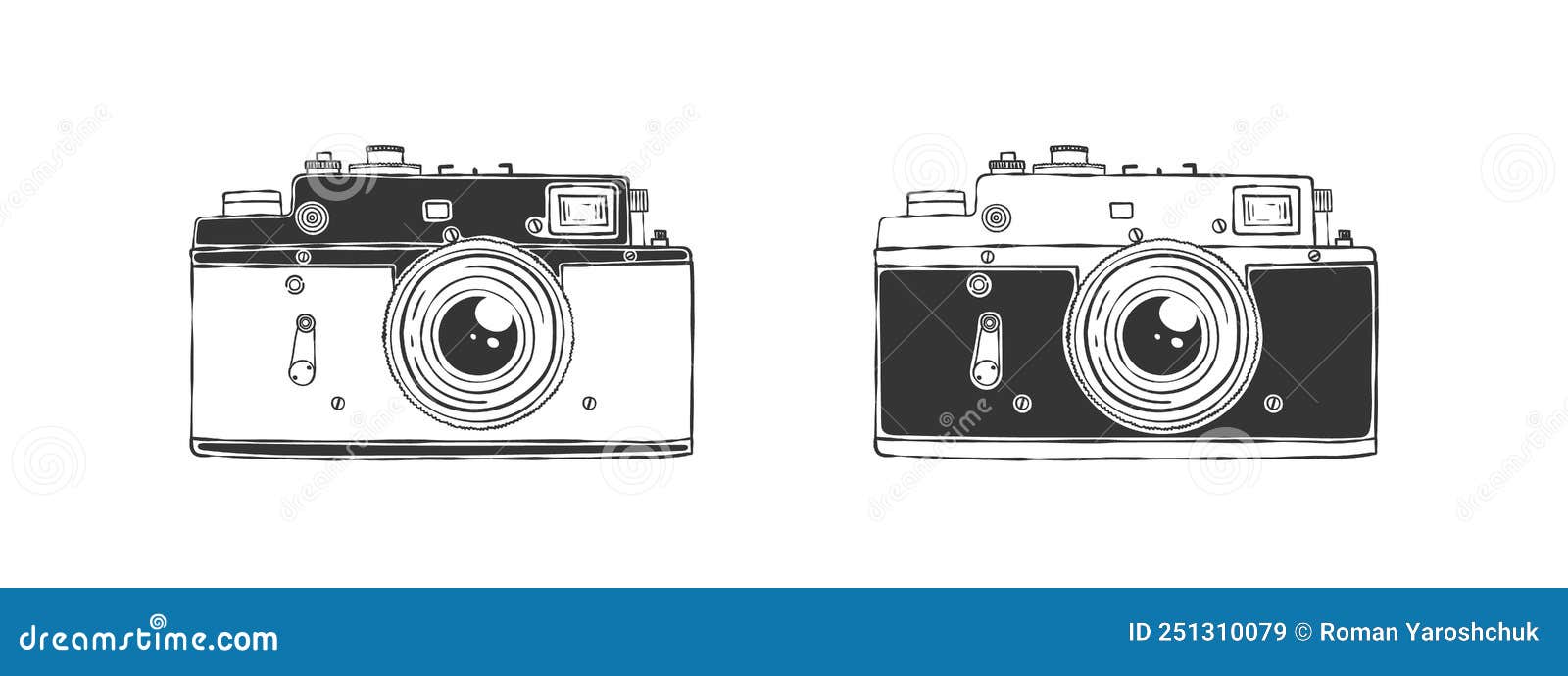 Camera. Hand-drawn Retro Cameras. Professional Camera. Hand Drawn Style ...