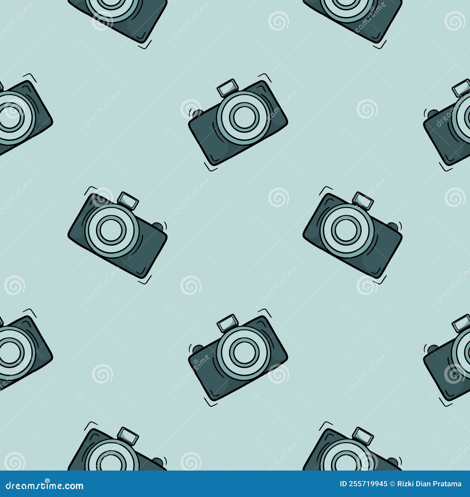 Camera Hand Drawn Seamless Pattern Stock Vector - Illustration of ...