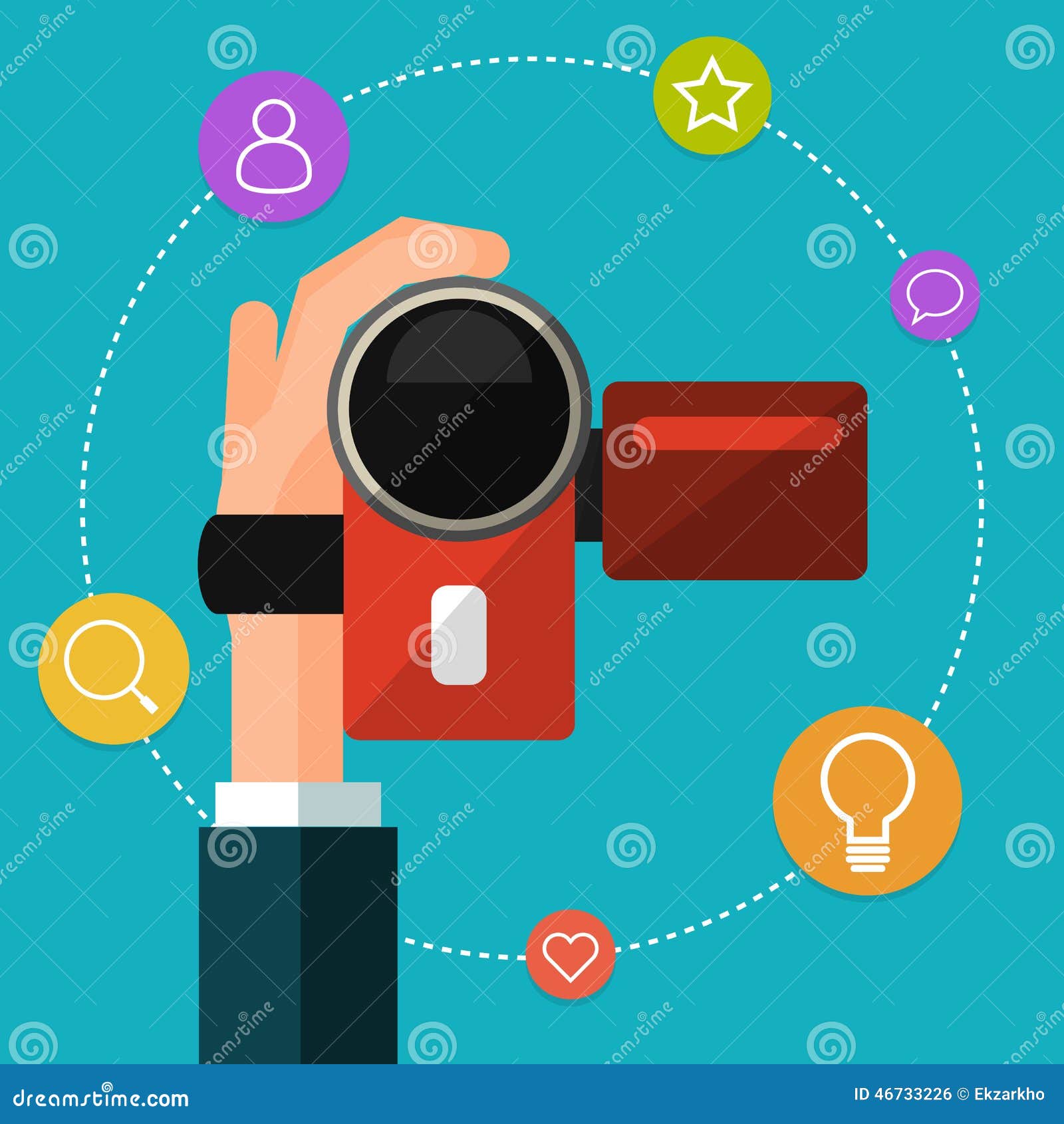 Camera in hand. Flat style stock vector. Illustration of vector - 46733226