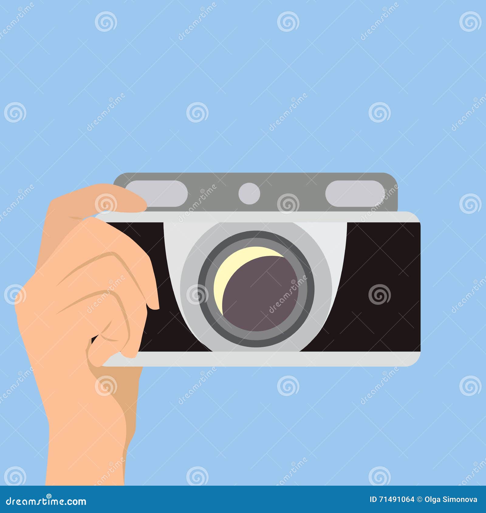 Camera in hand stock illustration. Illustration of symbol - 71491064