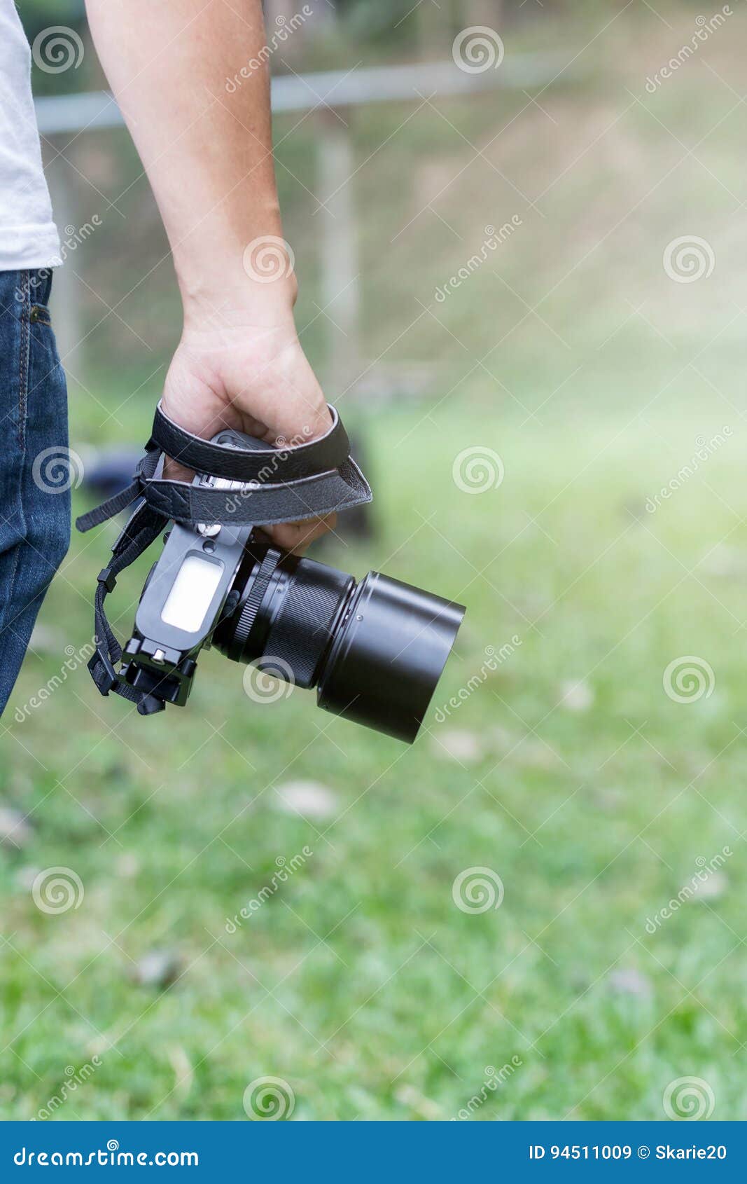 Camera in hand stock image. Image of objective, portrait - 94511009