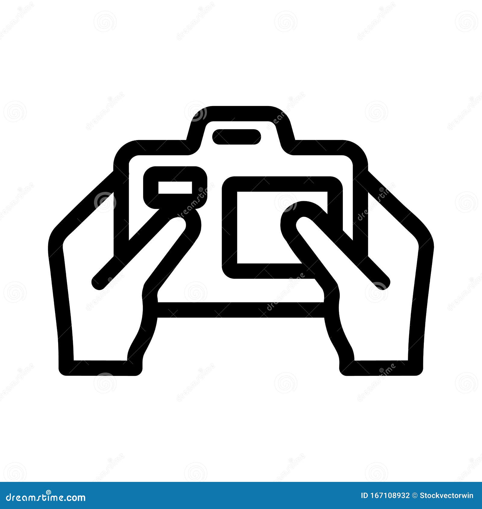Camera in the Hands of the Icon Vector. Isolated Contour Symbol ...