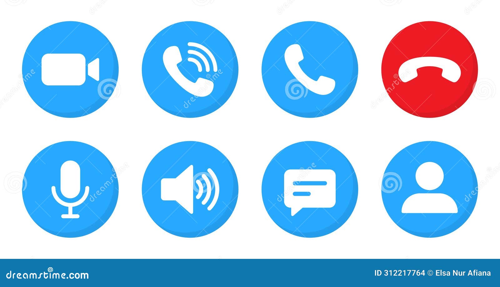 Camera, Handset, Microphone, Speaker, Message, and Profile Icon Vector ...