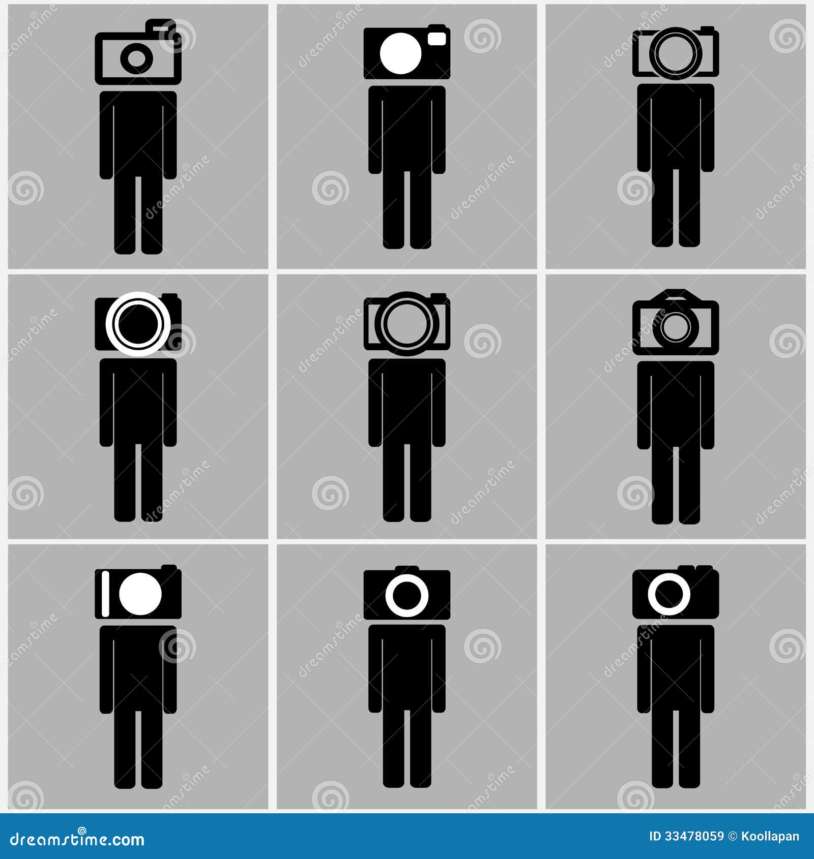 Camera Head Men Set Concept Ideas Stock Vector - Illustration of ...