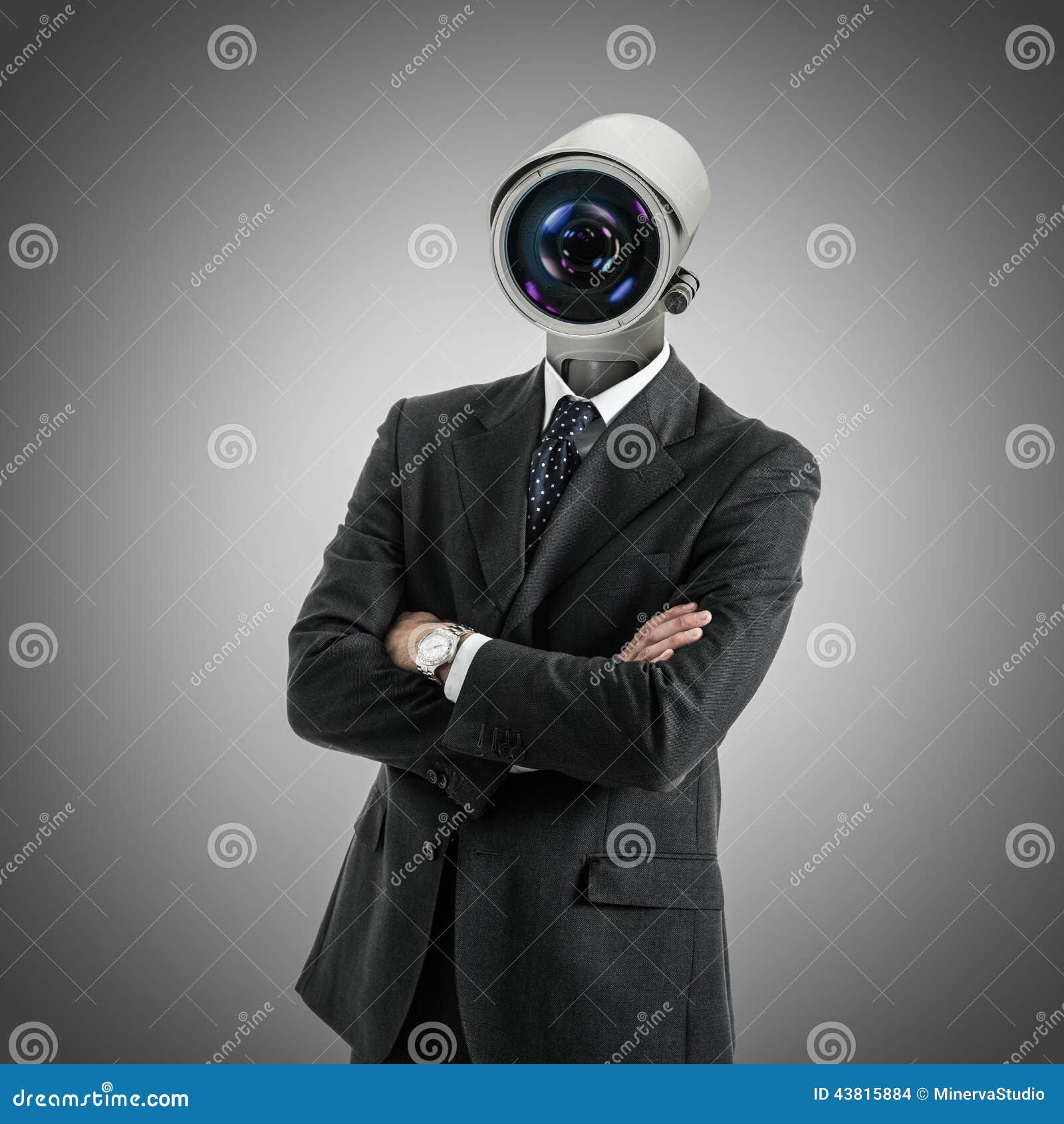 Camera Headed Man on Grey Background Stock Photo - Image of corporate ...