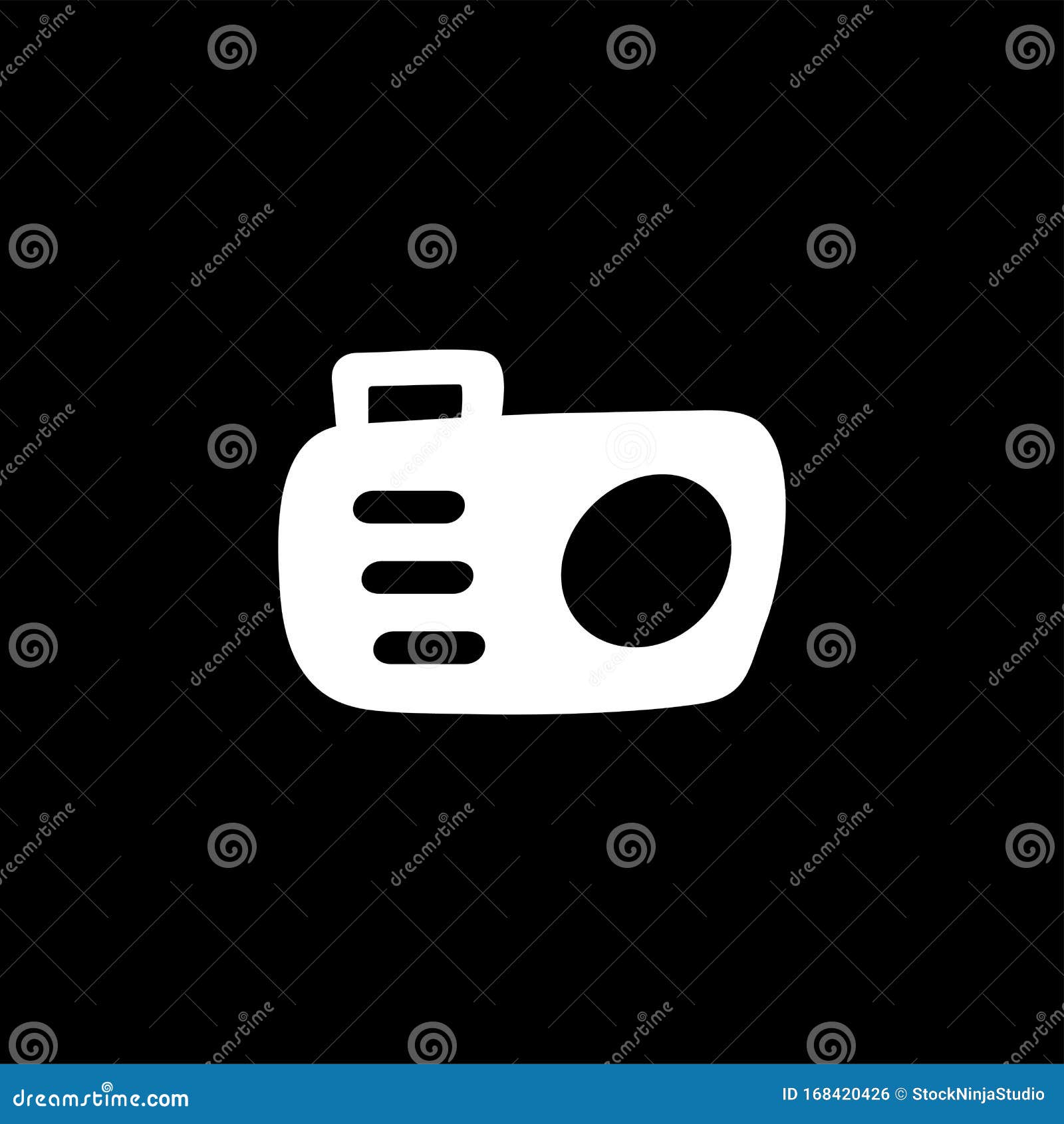 Camera Icon on Black Background. Black Flat Style Vector Illustration ...
