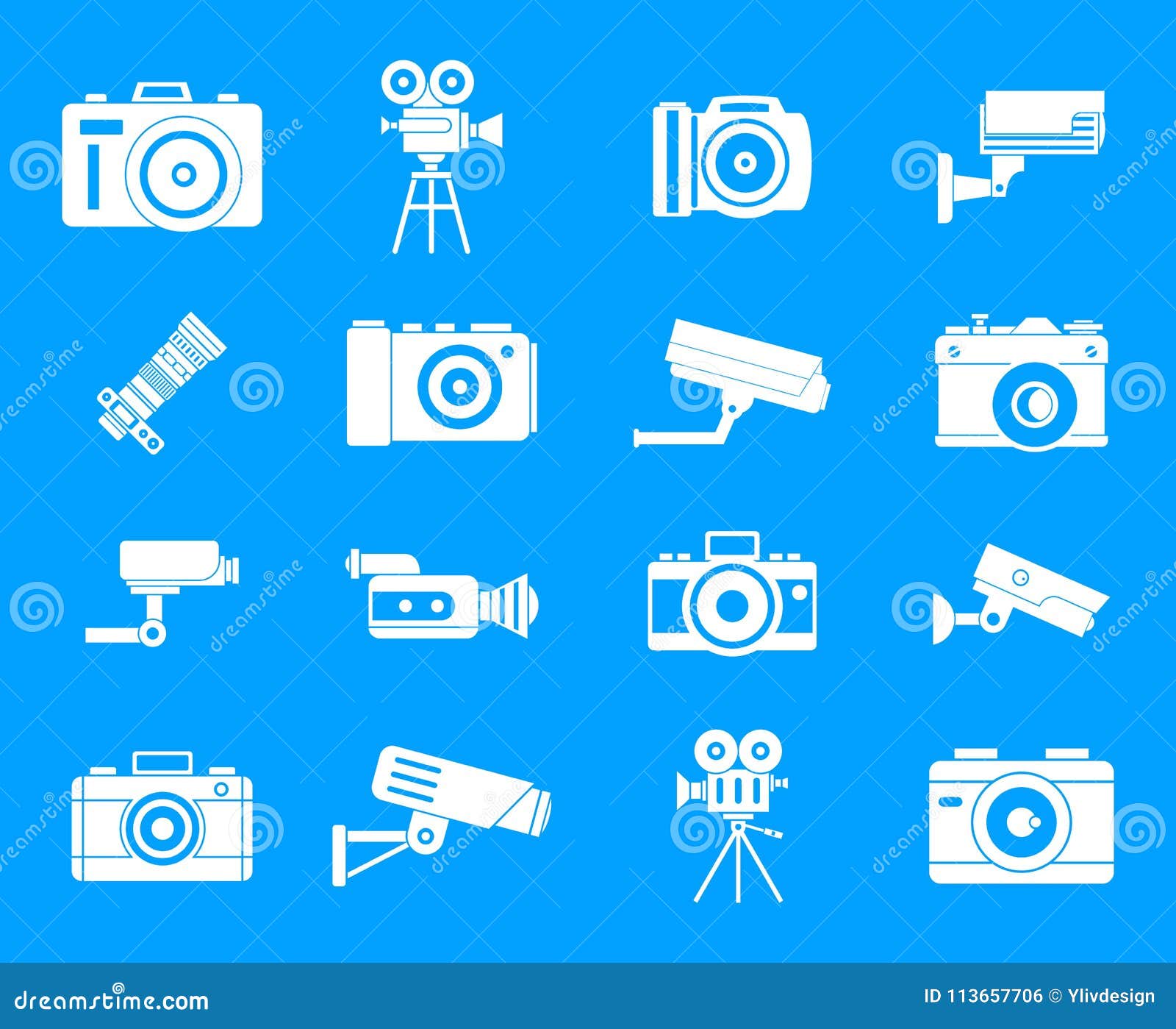 Camera Icon Blue Set Vector Stock Vector - Illustration of macro ...