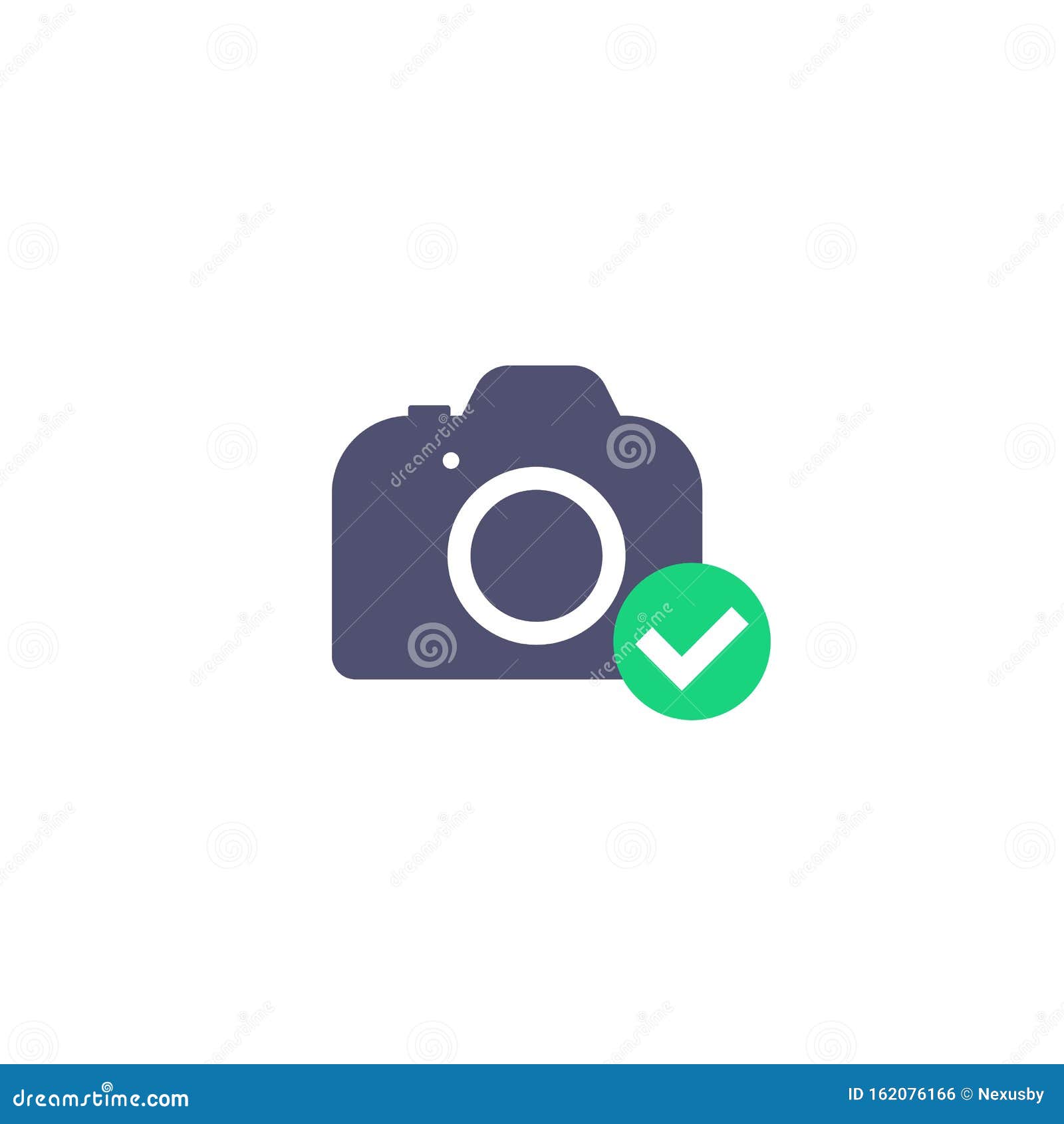 Camera icon with checkmark stock vector. Illustration of ready - 162076166