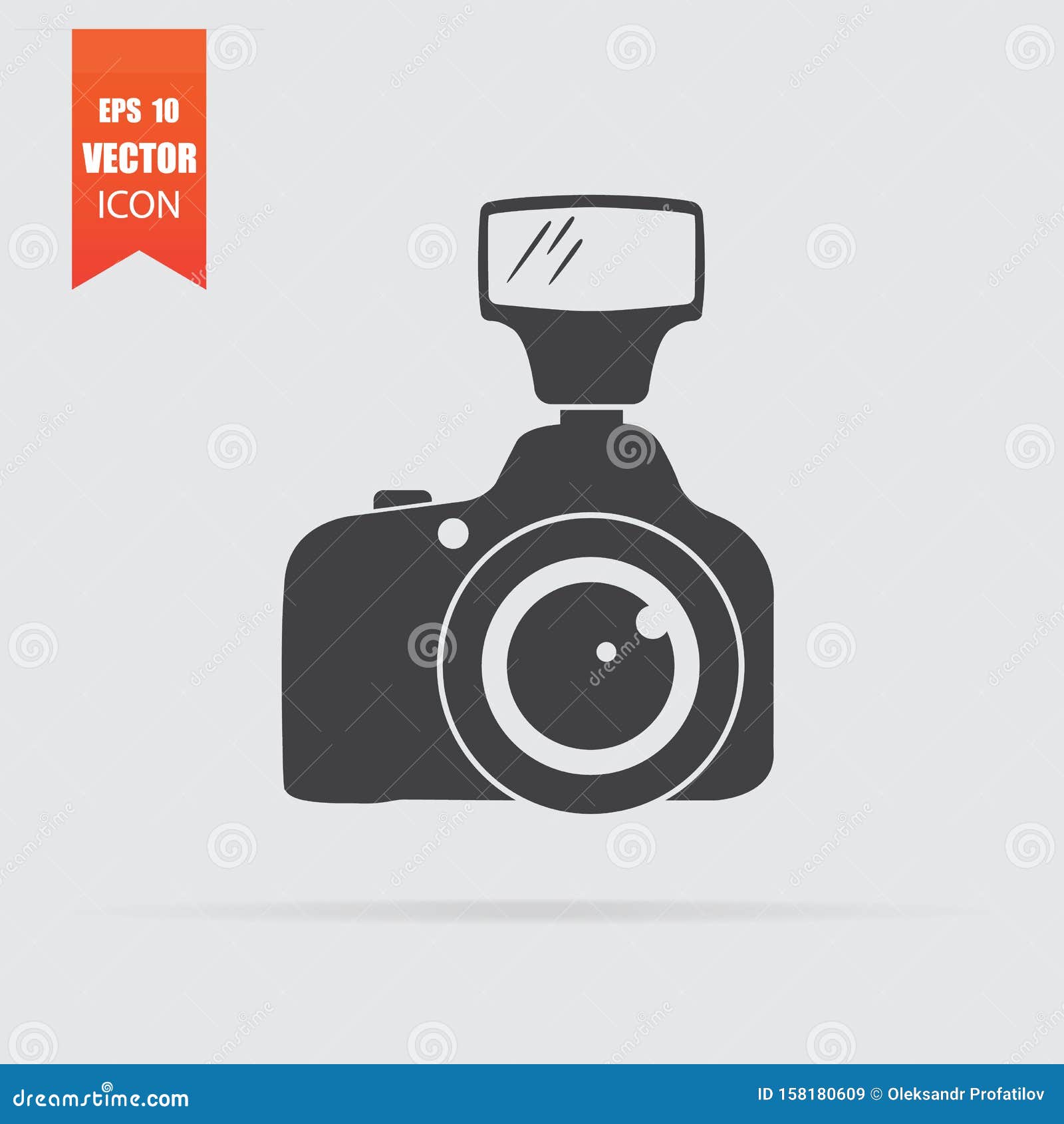 Camera Icon in Flat Style Isolated on Grey Background Stock Vector ...