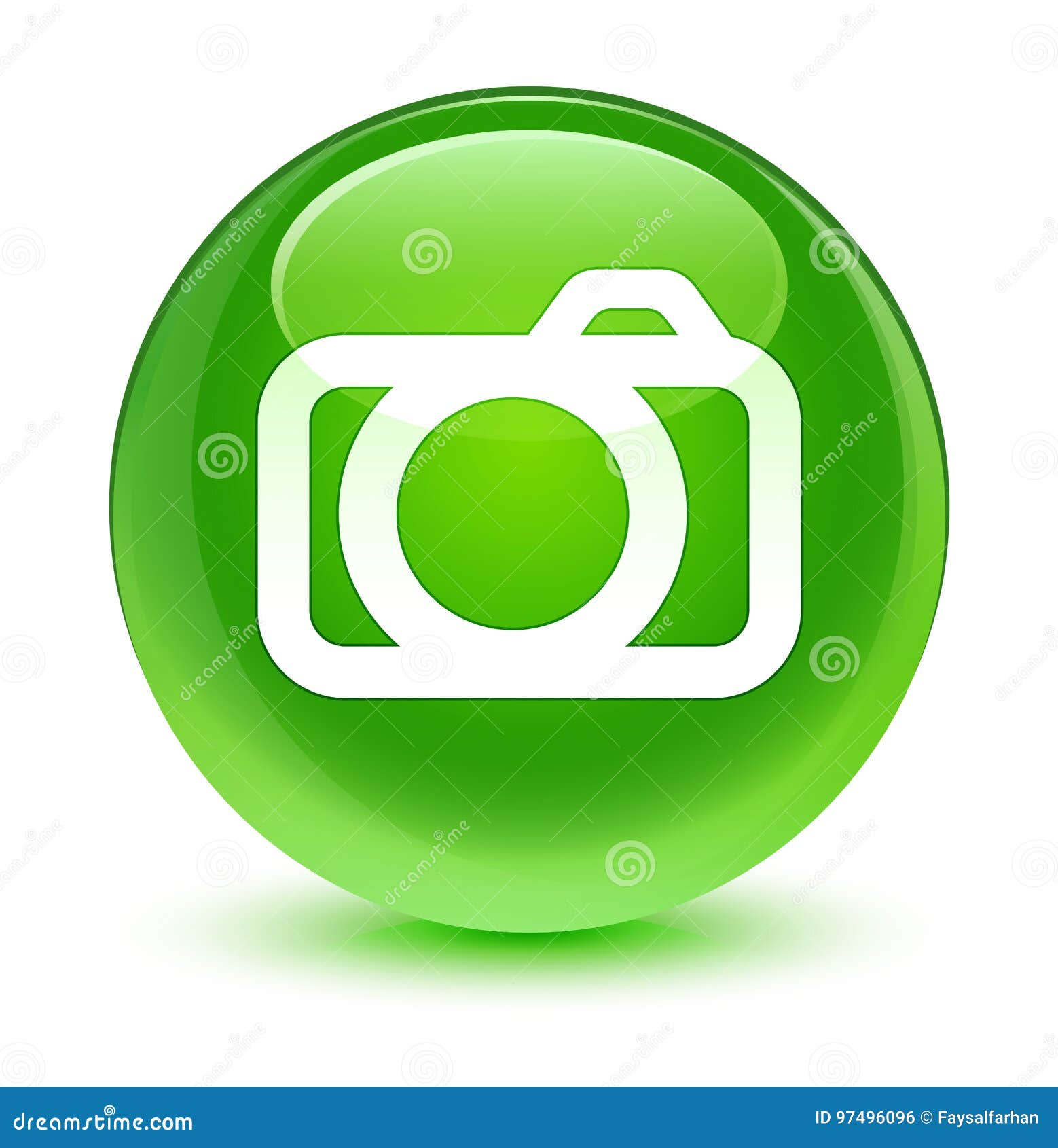 Camera Icon Glassy Green Round Button Stock Illustration - Illustration ...
