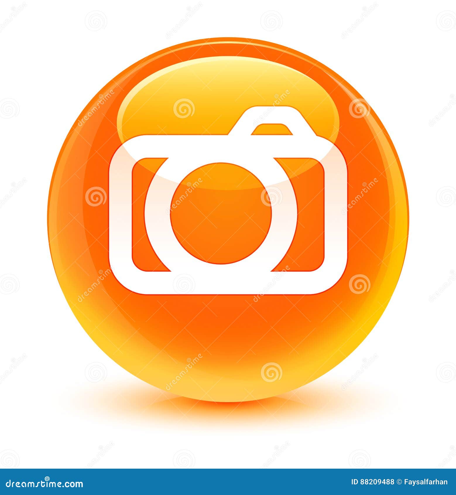 Camera Icon Glassy Orange Round Button Stock Illustration ...