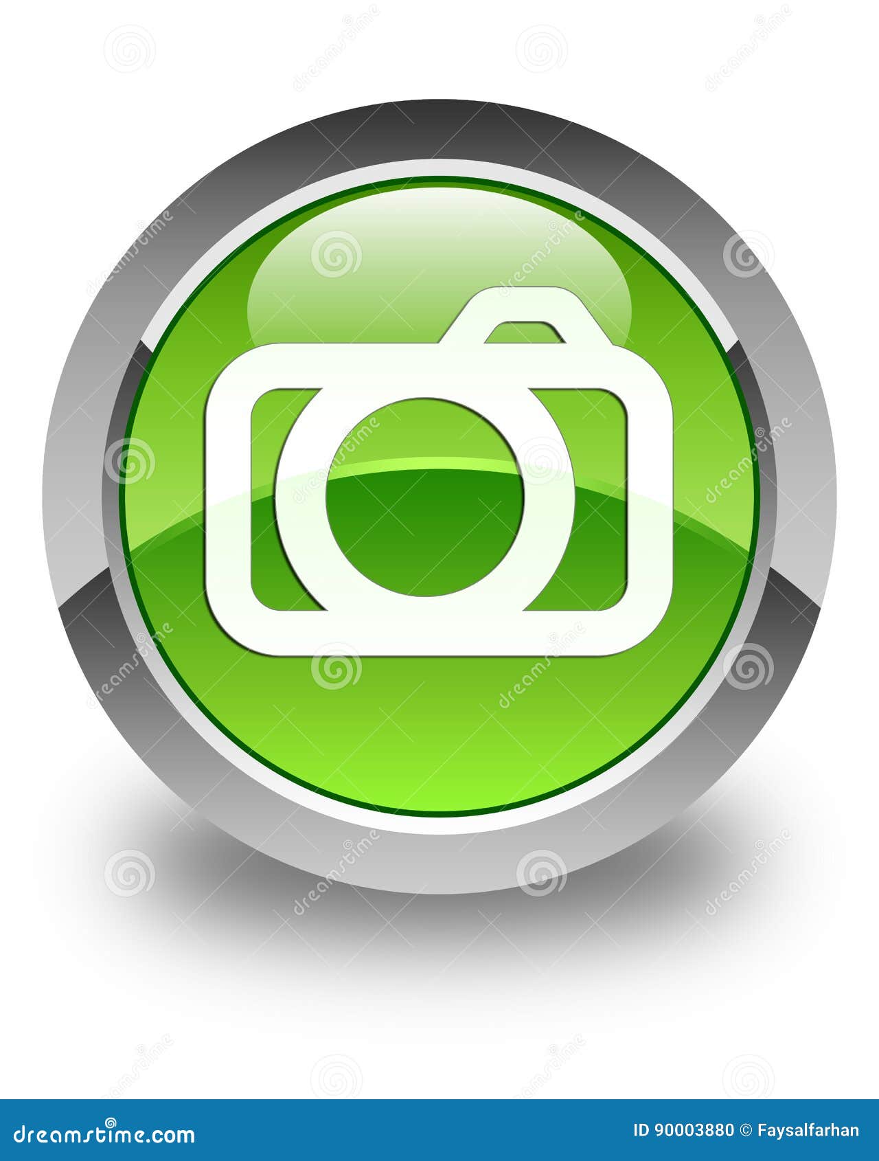 Camera Icon Glossy Green Round Button Stock Illustration - Illustration ...