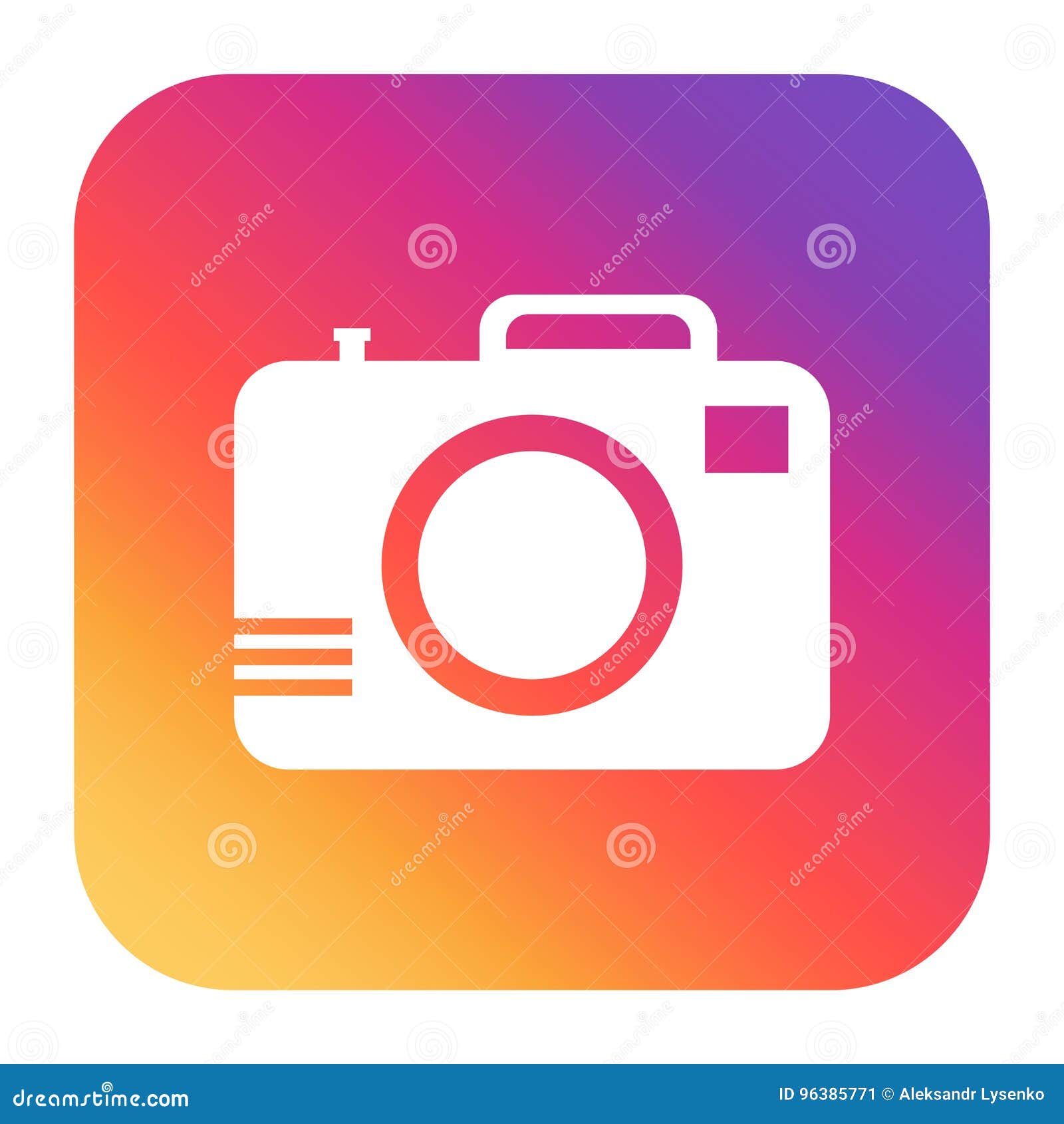 Camera Icon on Gradient Background. Flat Vector Illustration. Stock ...