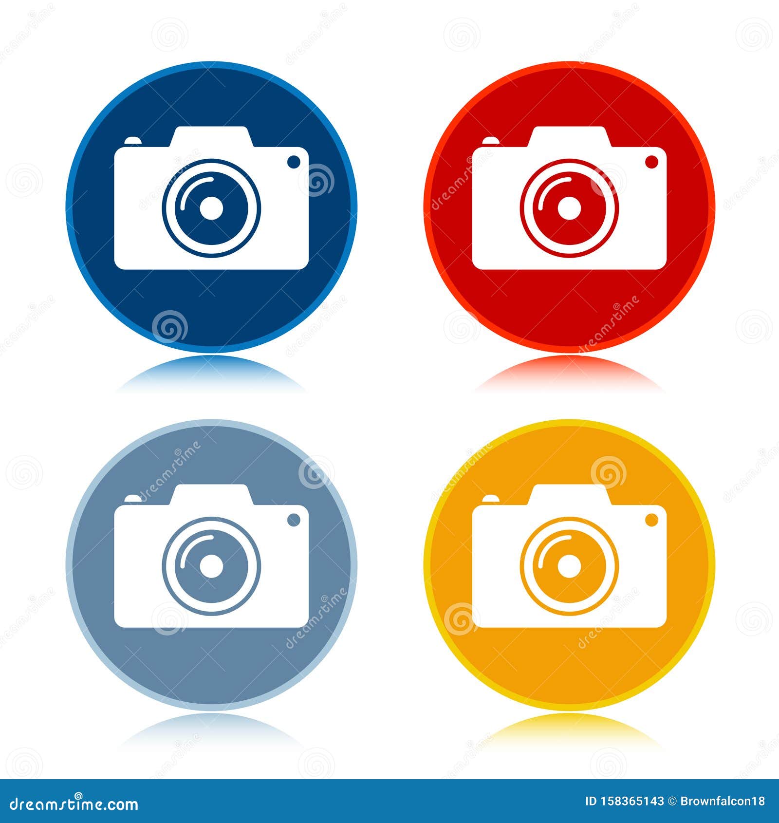 Camera Icon Trendy Flat Round Buttons Set Illustration Design Stock ...