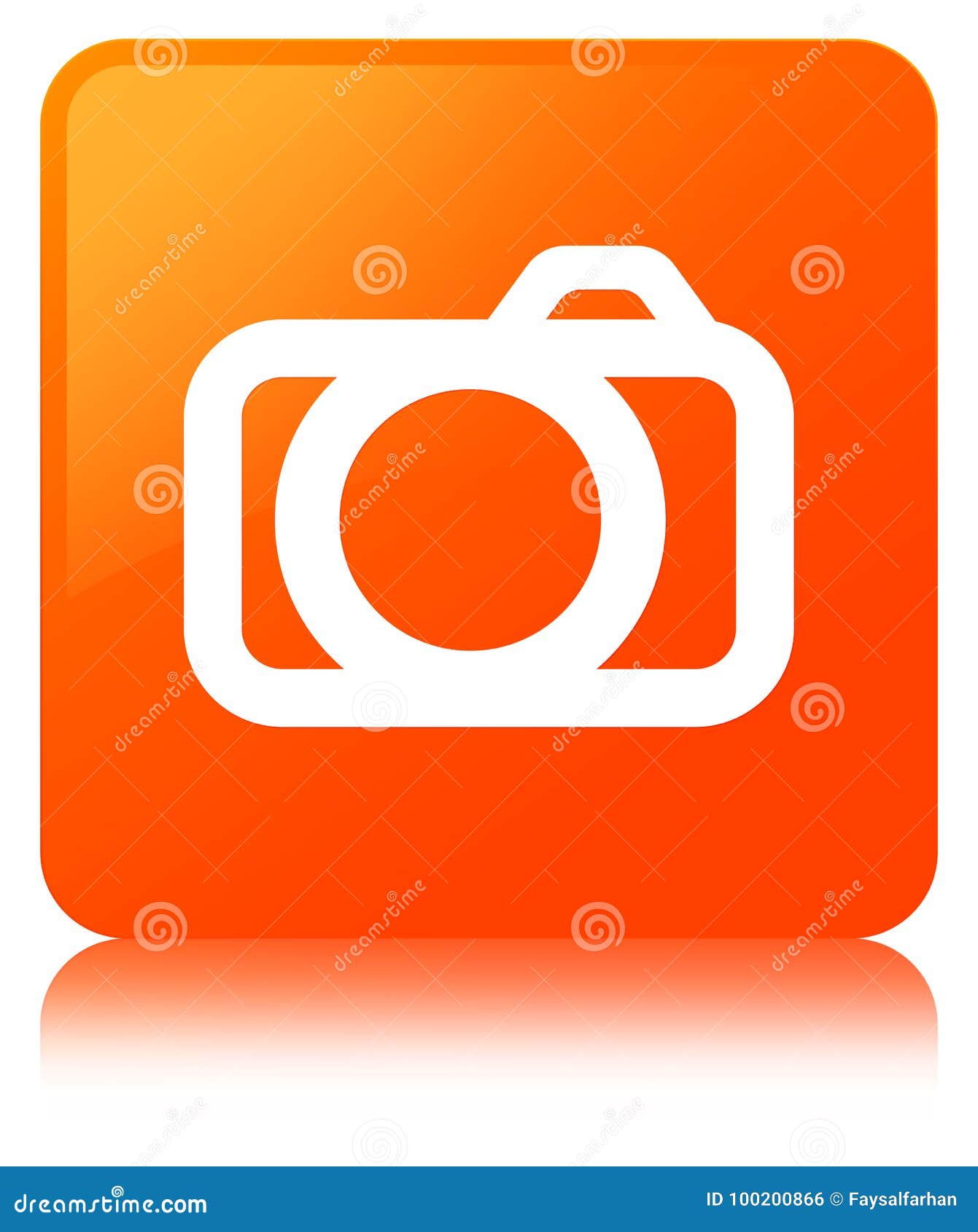 Camera Icon Orange Square Button Stock Illustration - Illustration of ...
