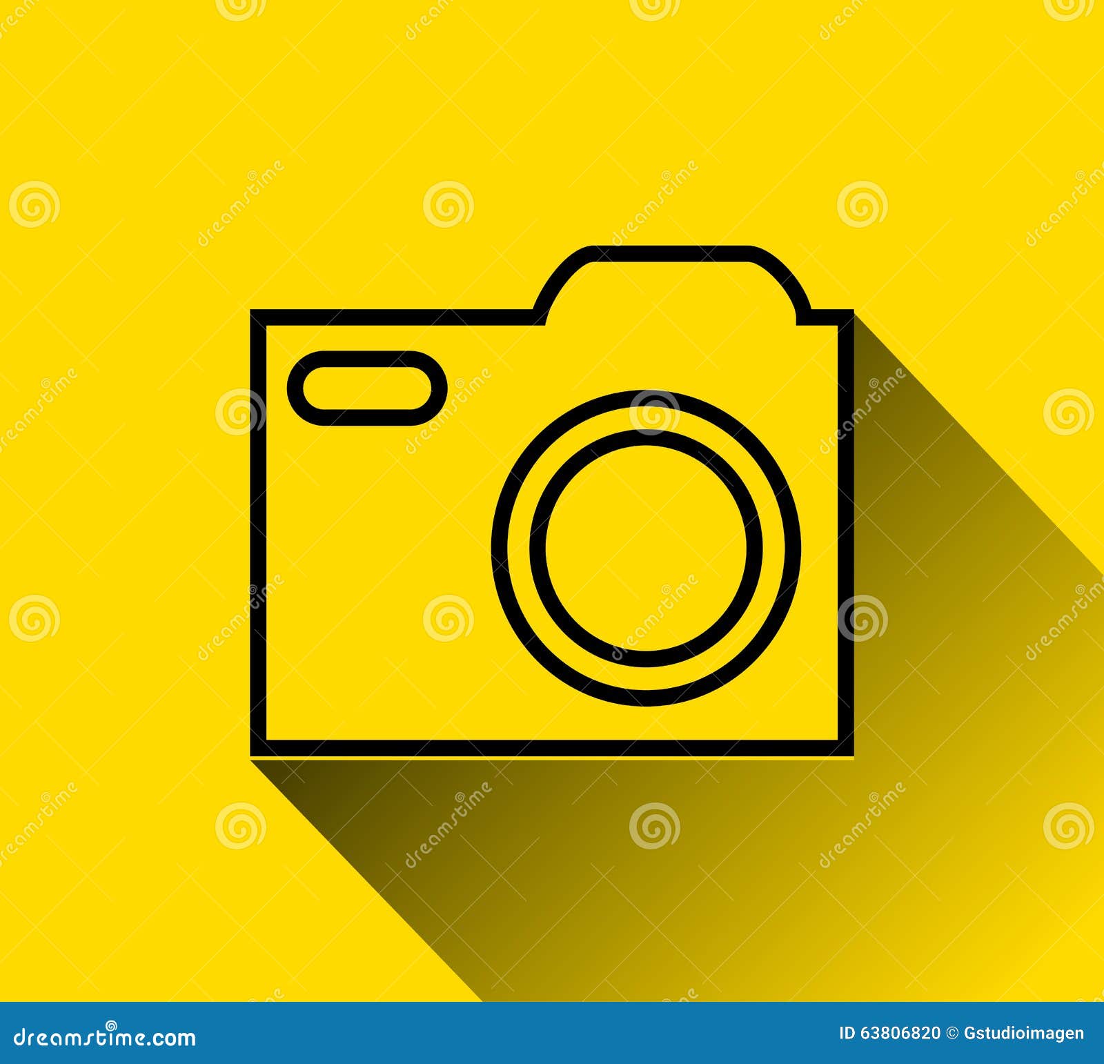 Camera Icon Over Yellow Background Stock Photo - Image of postcard ...