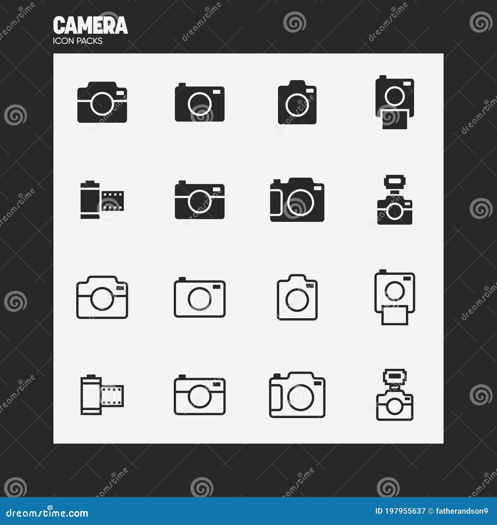 SIMPLE CAMERA ICON PACK stock vector. Illustration of variations ...