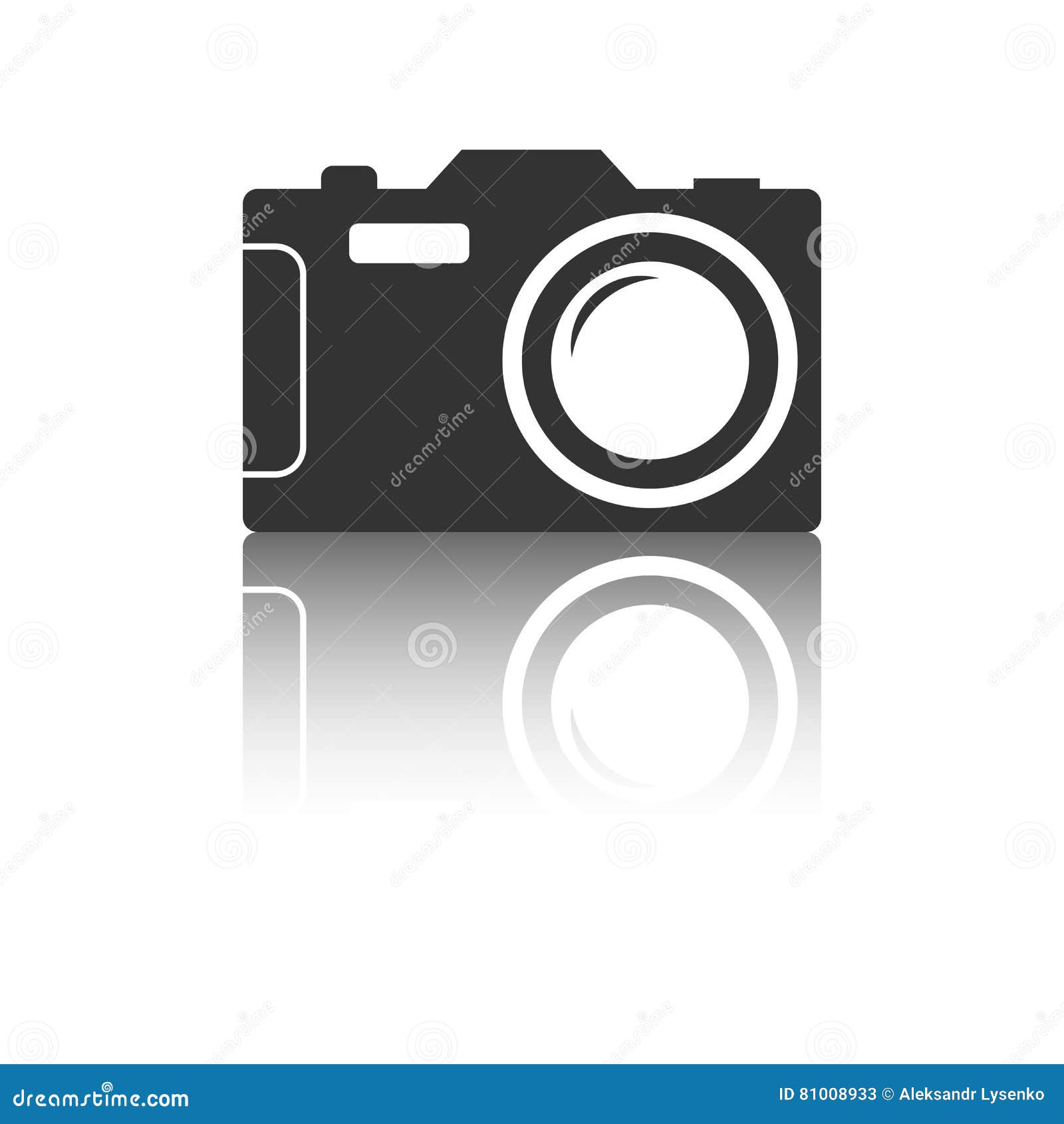 Camera Icon with Reflection Effect on White Background. Stock Vector ...