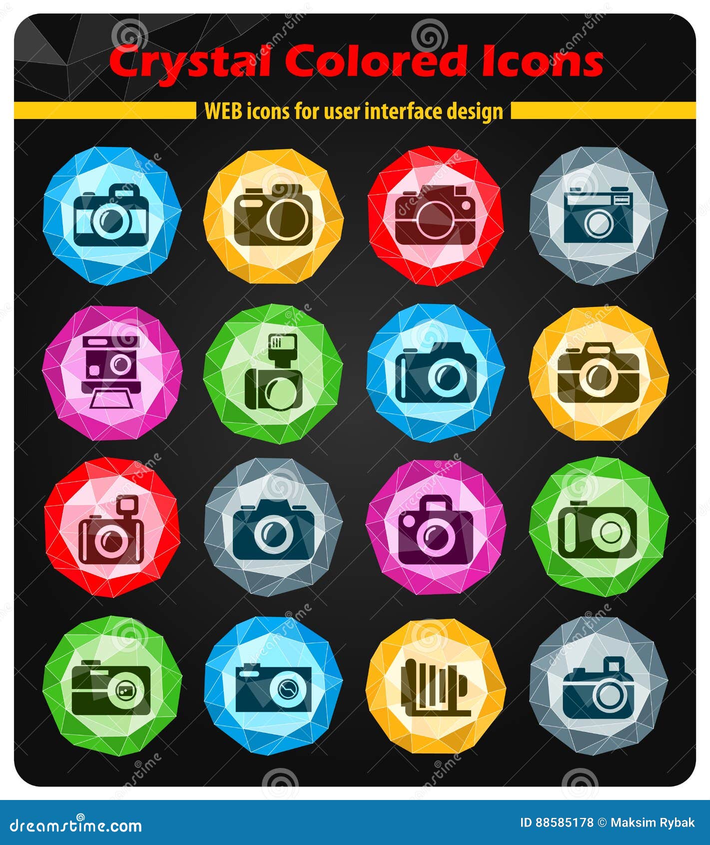 Camera icon set stock illustration. Illustration of camera - 88585178