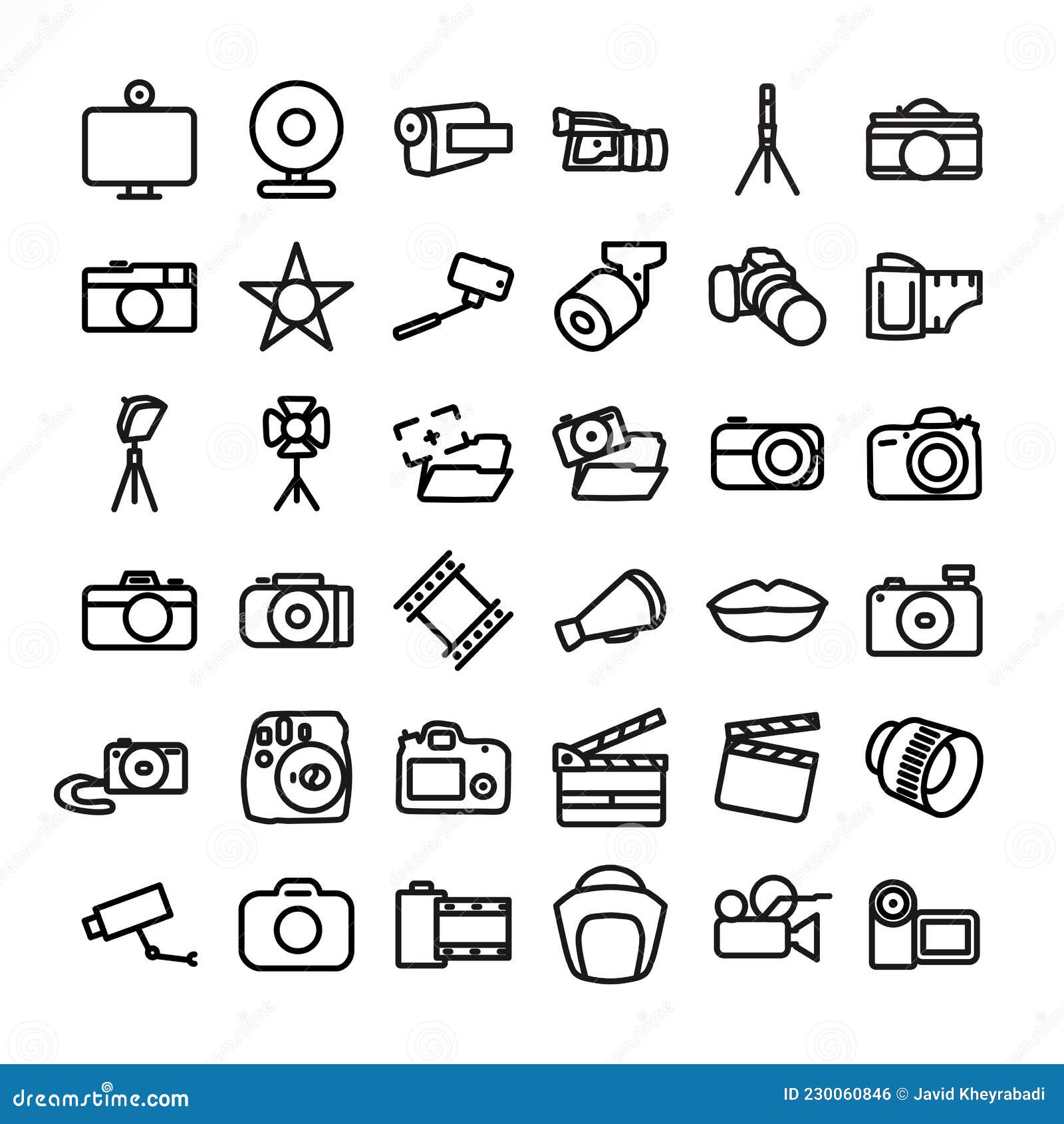 Camera Icon Set, with Digital Camera, Retro Camera, Tripod Icon Stock ...