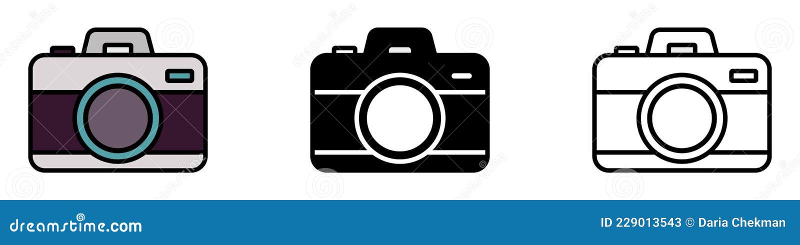 Camera Icon Set. Flat Design Icon Stock Vector - Illustration of ...